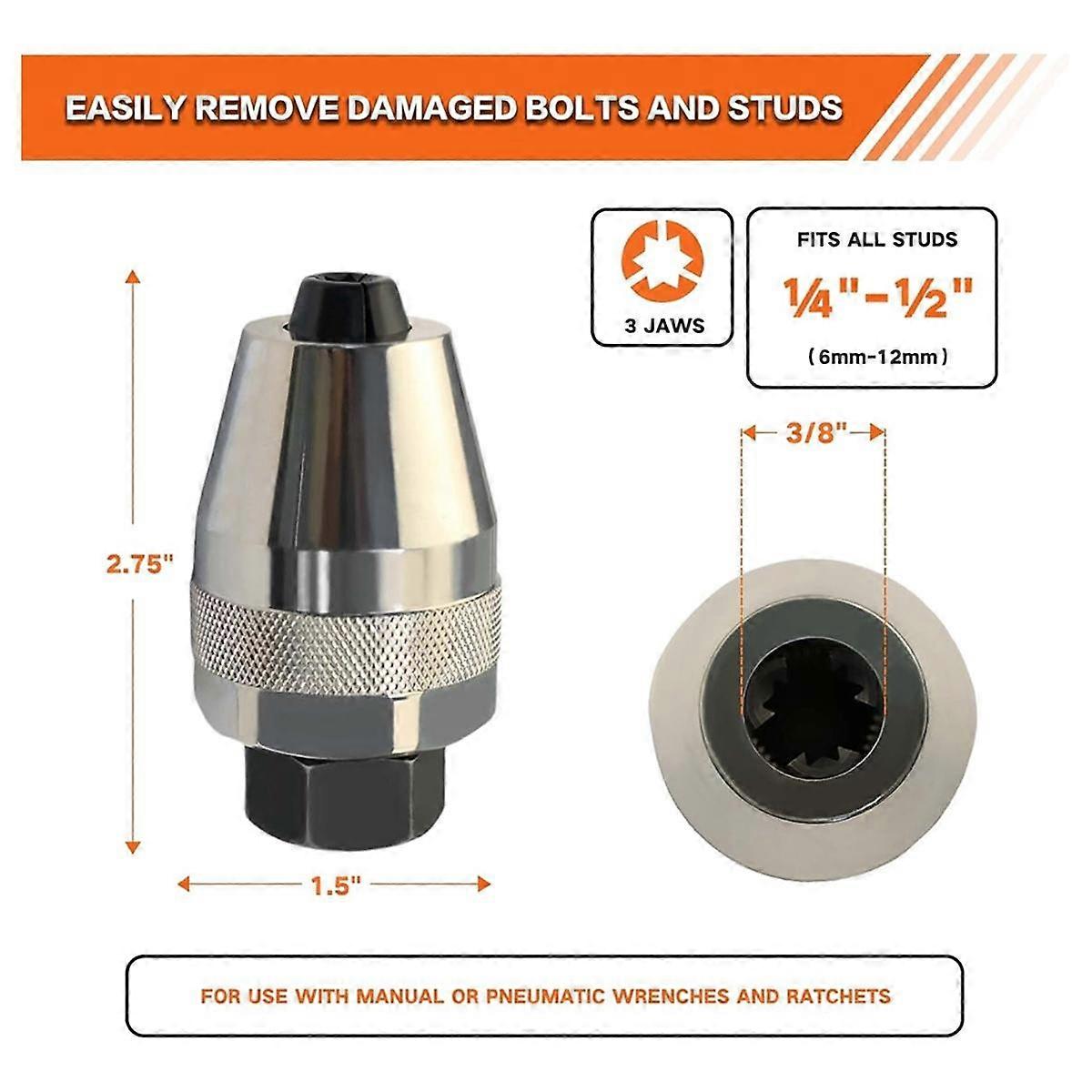 Broken Bolt and Stud Extractor Tool,Grips and Removes 1/4in to 1/2in ...