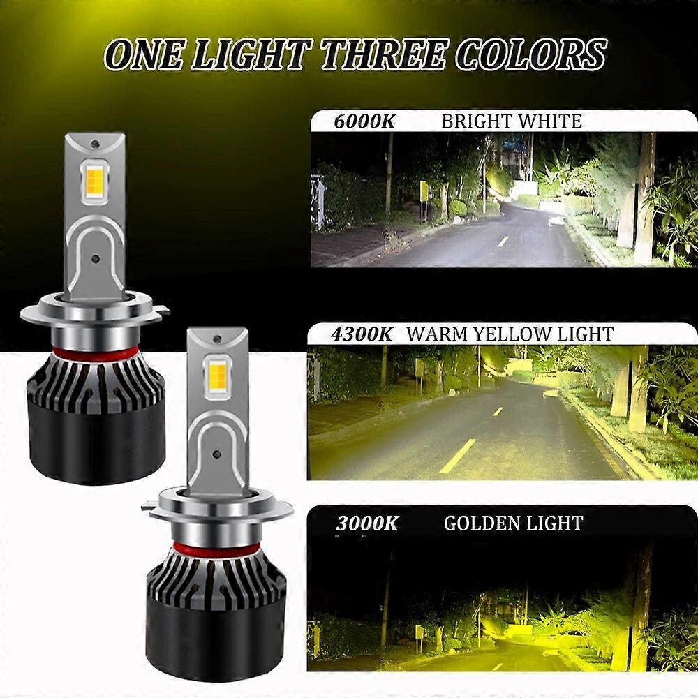 2x 100W Yellow White Dual Color Car LED Headlight 3000K+4300K+6000K H4 H8 H11 HB3 9006 H7 LED ...