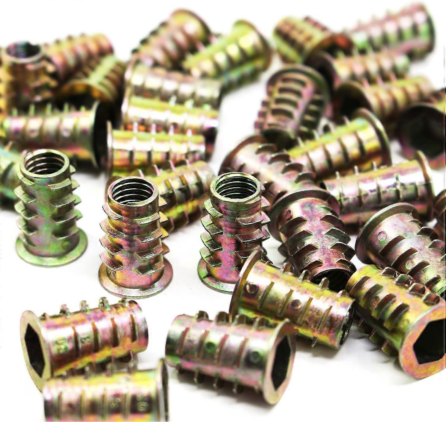 50 Pieces M8 Wood Threaded Insert Nut Inserts Screw Socket Sleeves ...