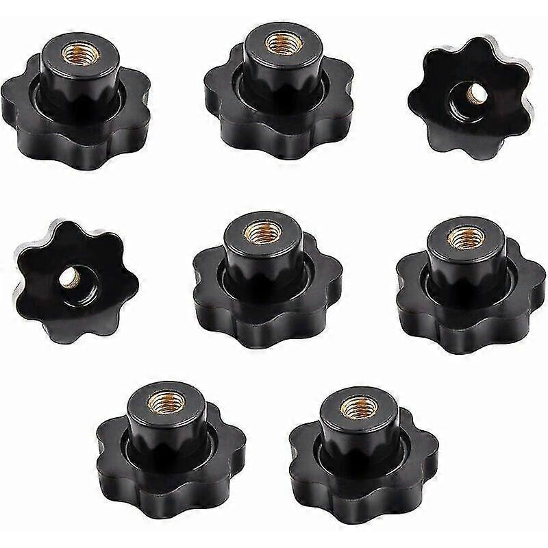 M8 star knobs, 8 pieces m8 star nut clamping knob through star head for machine tool, black ...