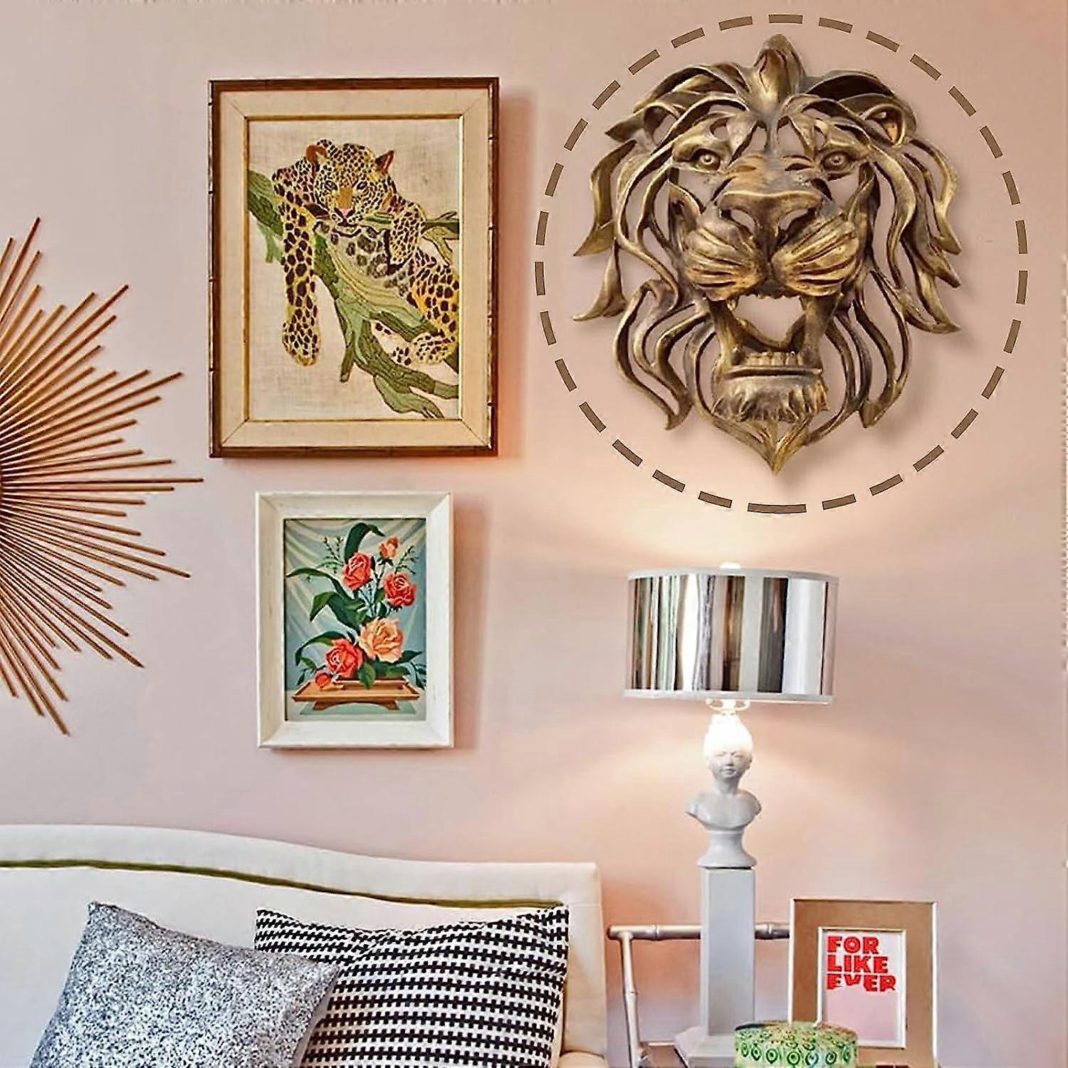 Rare Find, Large Lion Head Wall Art, 3D Resin Lion Head Sculpture Gold ...