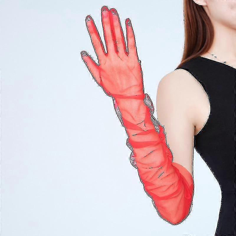 Long Sheer Tulle Gloves, Ultra In Mitten Bridal Elbow Glove | Fruugo UK