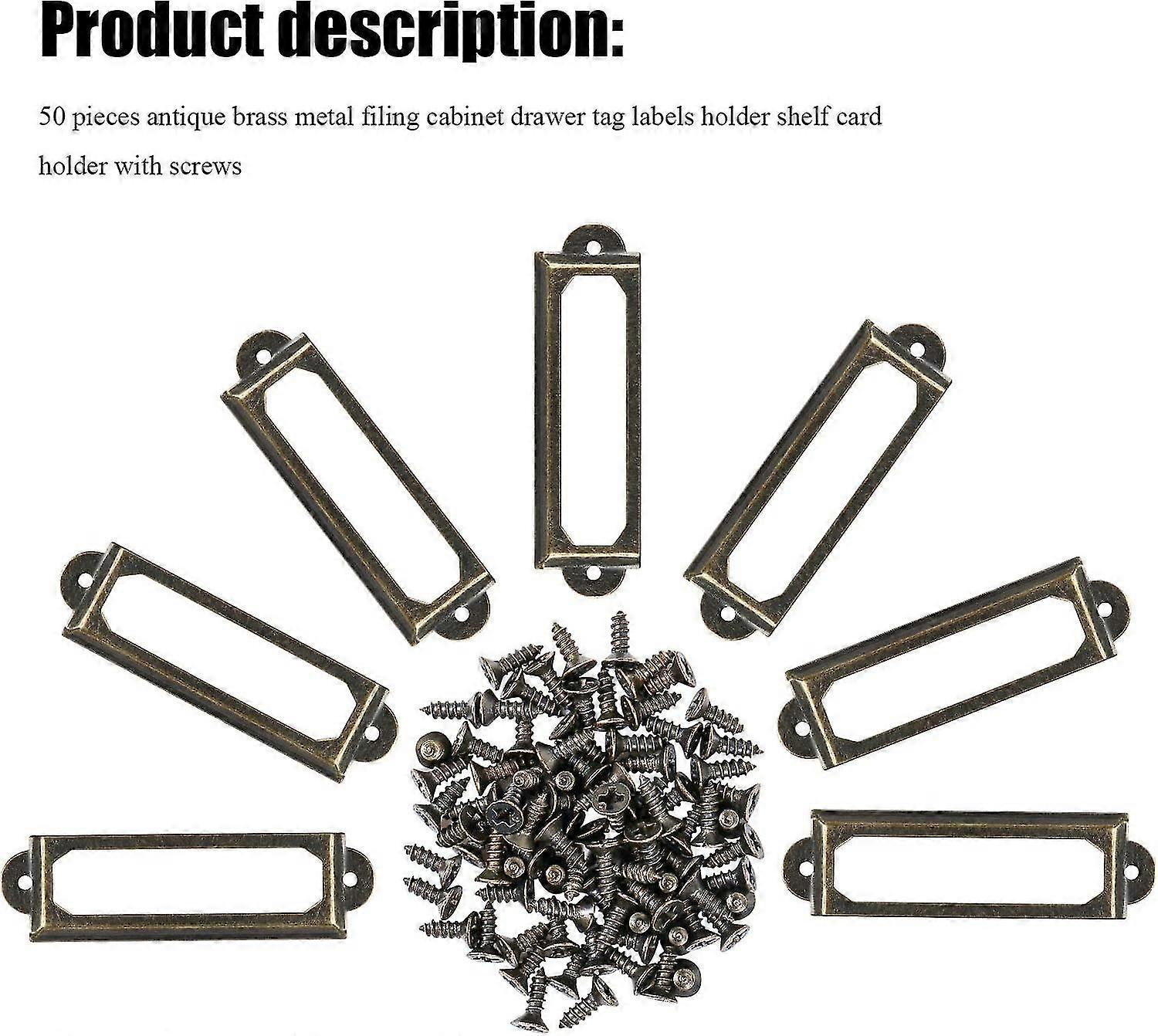 50 Pcs Metal Label Holders With Screws For Furniture Drawers Cabinet ...