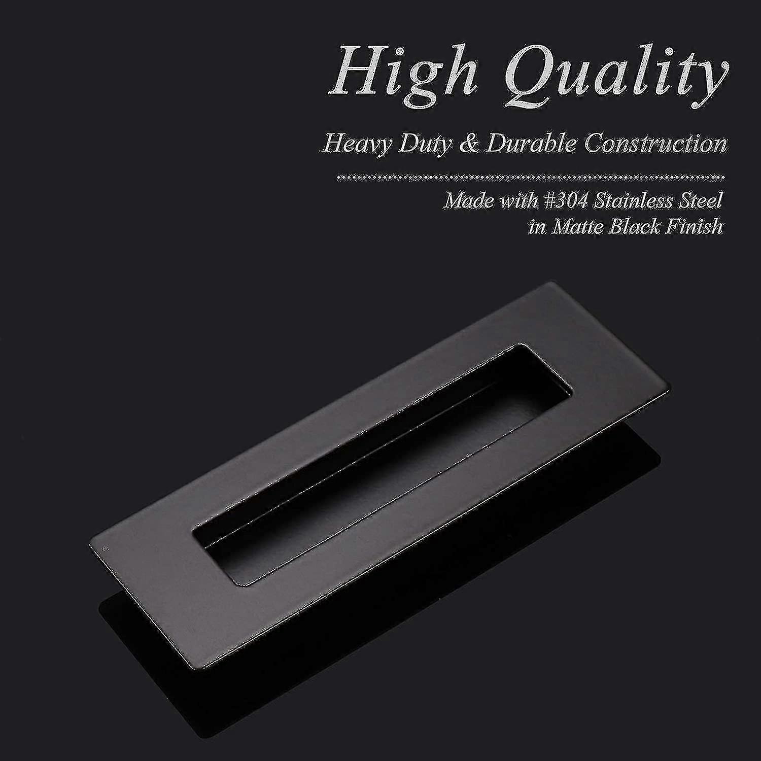 (2 Pack) Black Rectangular Recessed Flush Handles Sliding Door Pulls ...