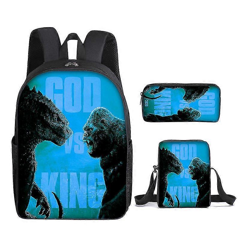 Children's Gift Godzilla Vs. King Kong School Bag Three-piece Backpack ...
