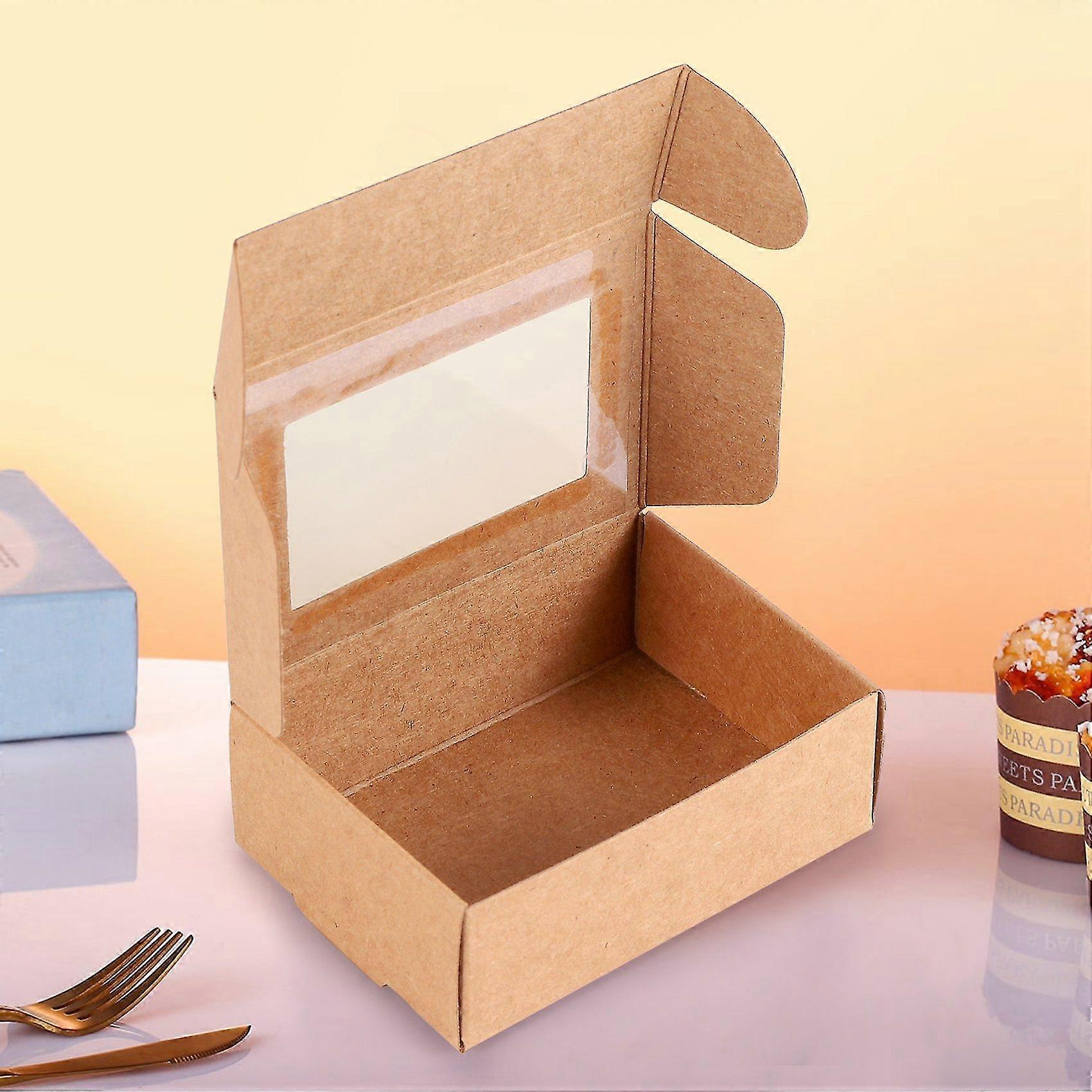 30 Pcs Mini Kraft Paper Box With Window Present Packaging Box Treat Box ...