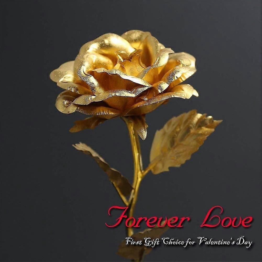 24k Gold Rose Long Stem Gold Foil Artificial Rose Flower Gift For Mom ...