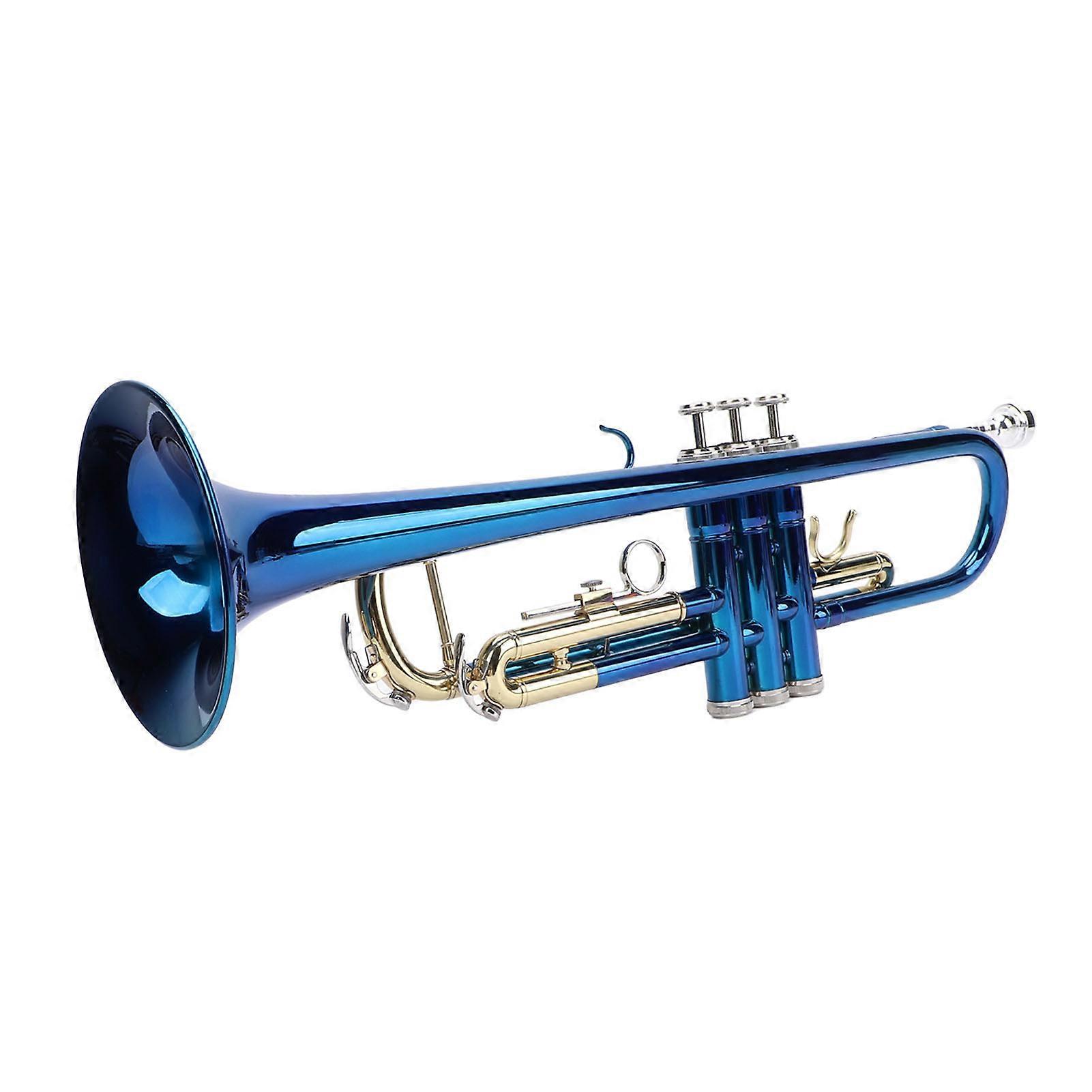 Blue Bb Standard Trumpet with Copper Gold Keys for Beginners ...