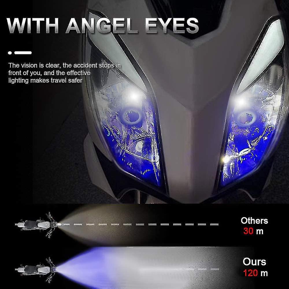 H4 Hs1 Led Motorcycle Headlight Bulb With Blue Angel Eye 9003 Hs1 High ...