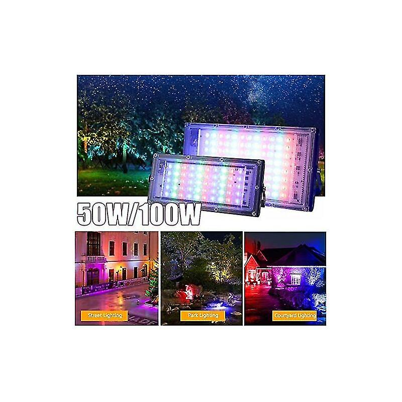 4 Pack Dimmable Outdoor Rgb Led Flood Light, Ip66 Waterproof With ...