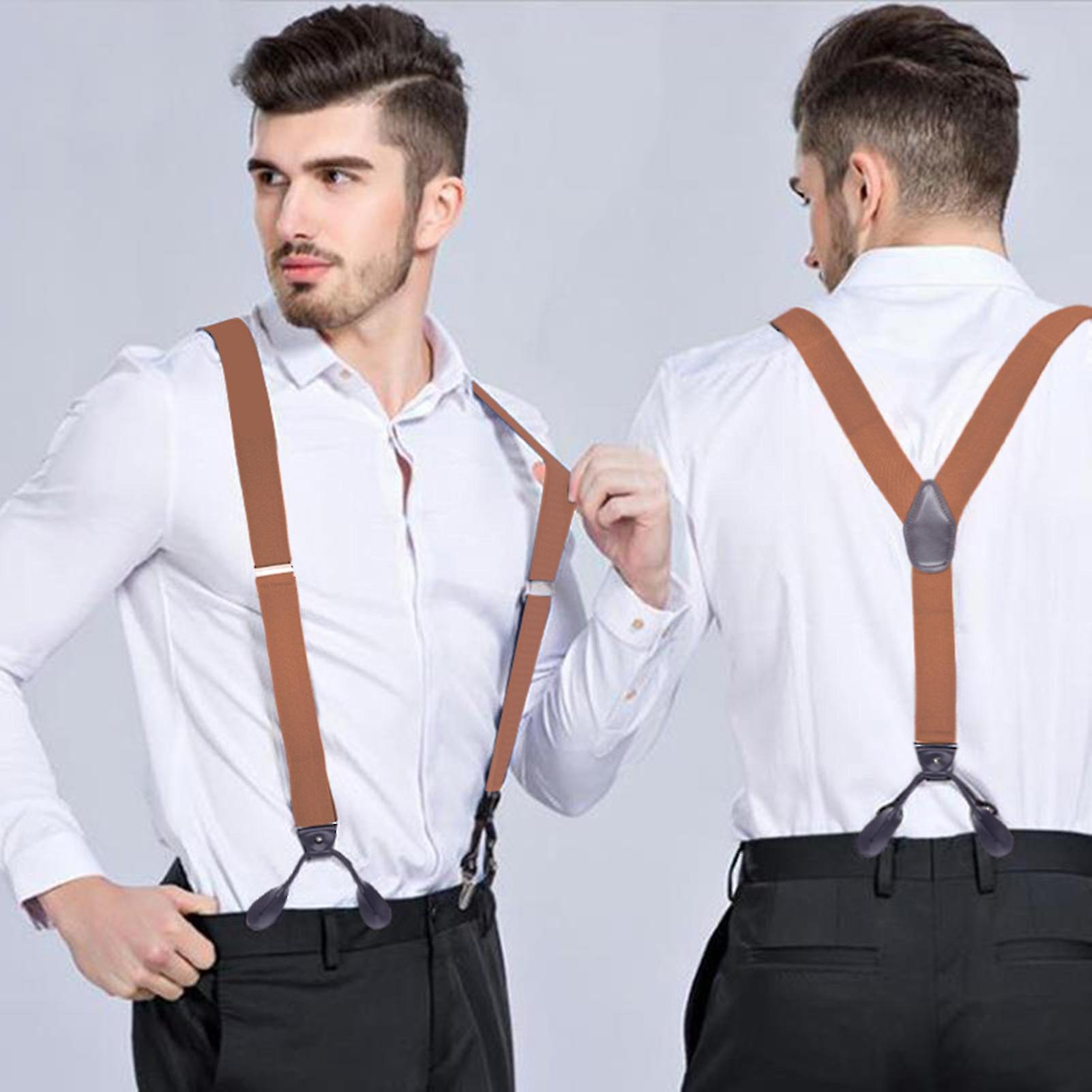 Men Suspender With 6 Button Closure Non-slip Design Adjustable Elastic ...