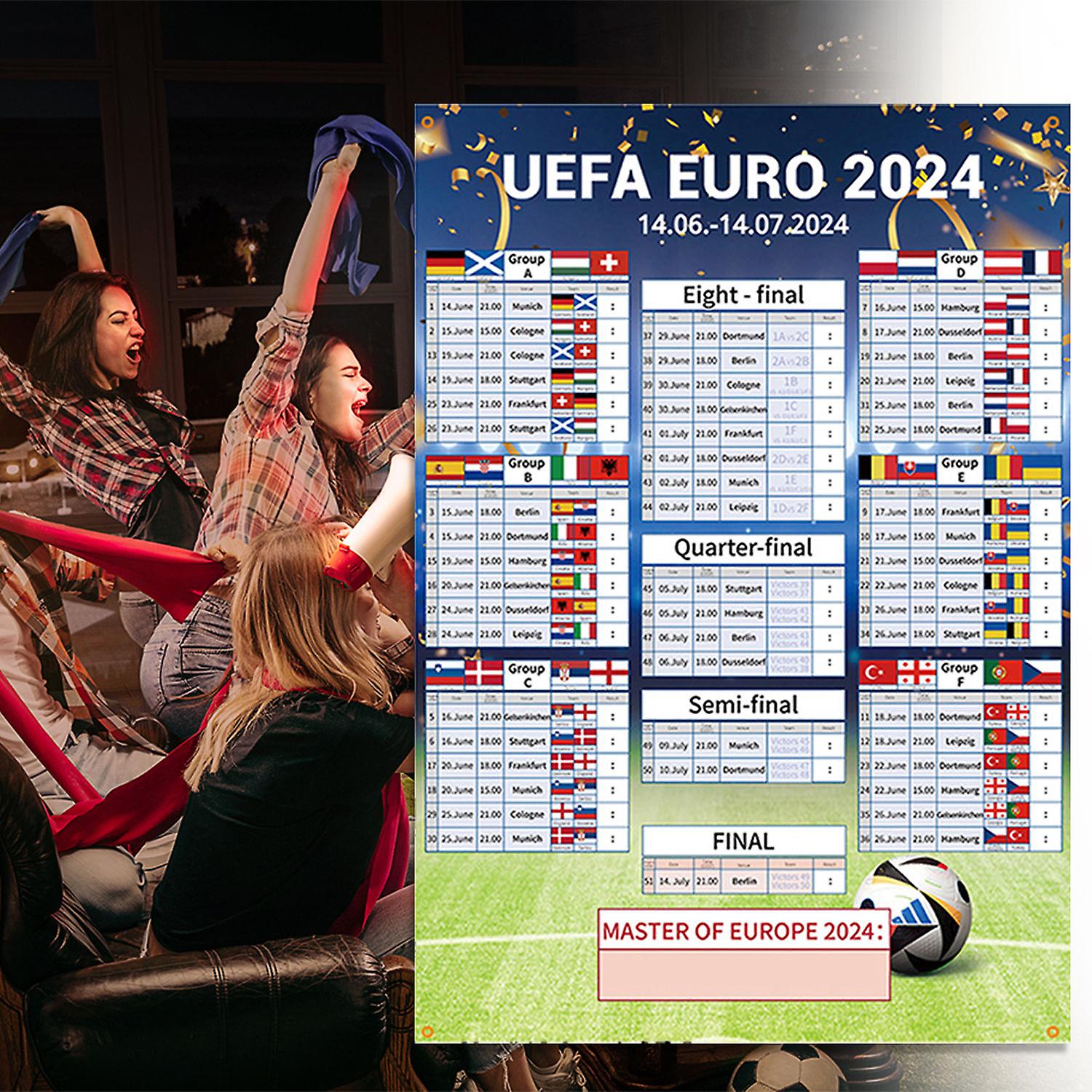 70 x 100cm UEFA EURO 2024 Planner, 2024 European Championship Wall Chart with details of All ...
