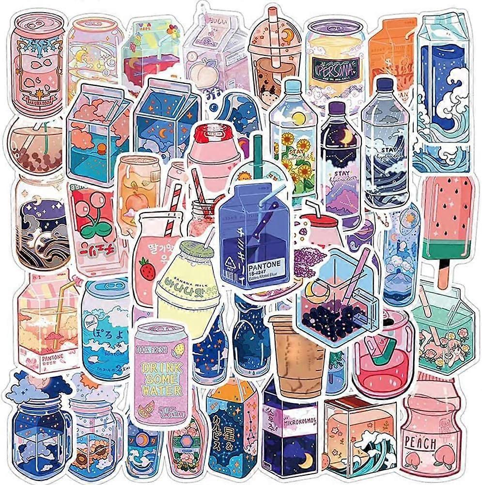 50 Pieces Cartoon Stikers Waterproof Scrapbook Stickers Aesthetic ...