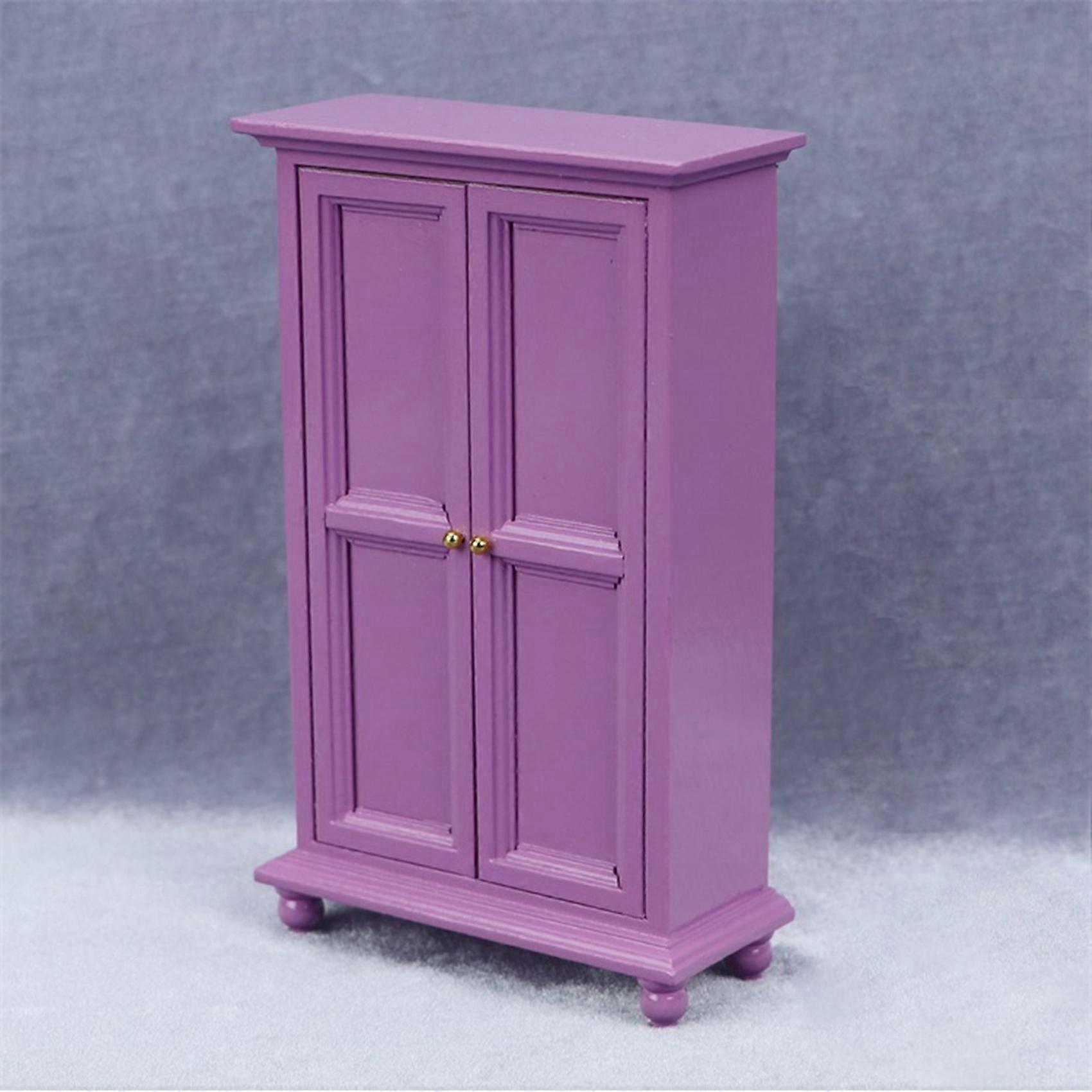 1:12 Bedroom Purple Wardrobe Cabinet Simulation Miniature Wardrobe for ...