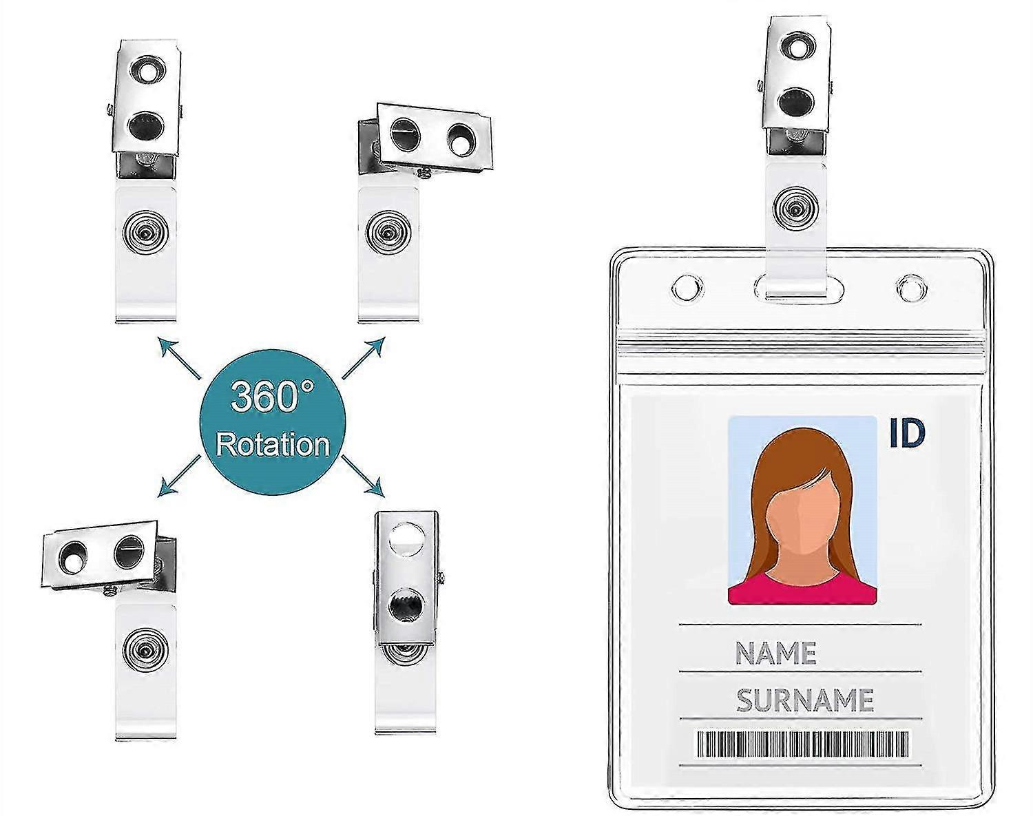 Metal Badge Clips Double Hole Metal Badge Clips With Clear Pvc Straps ...