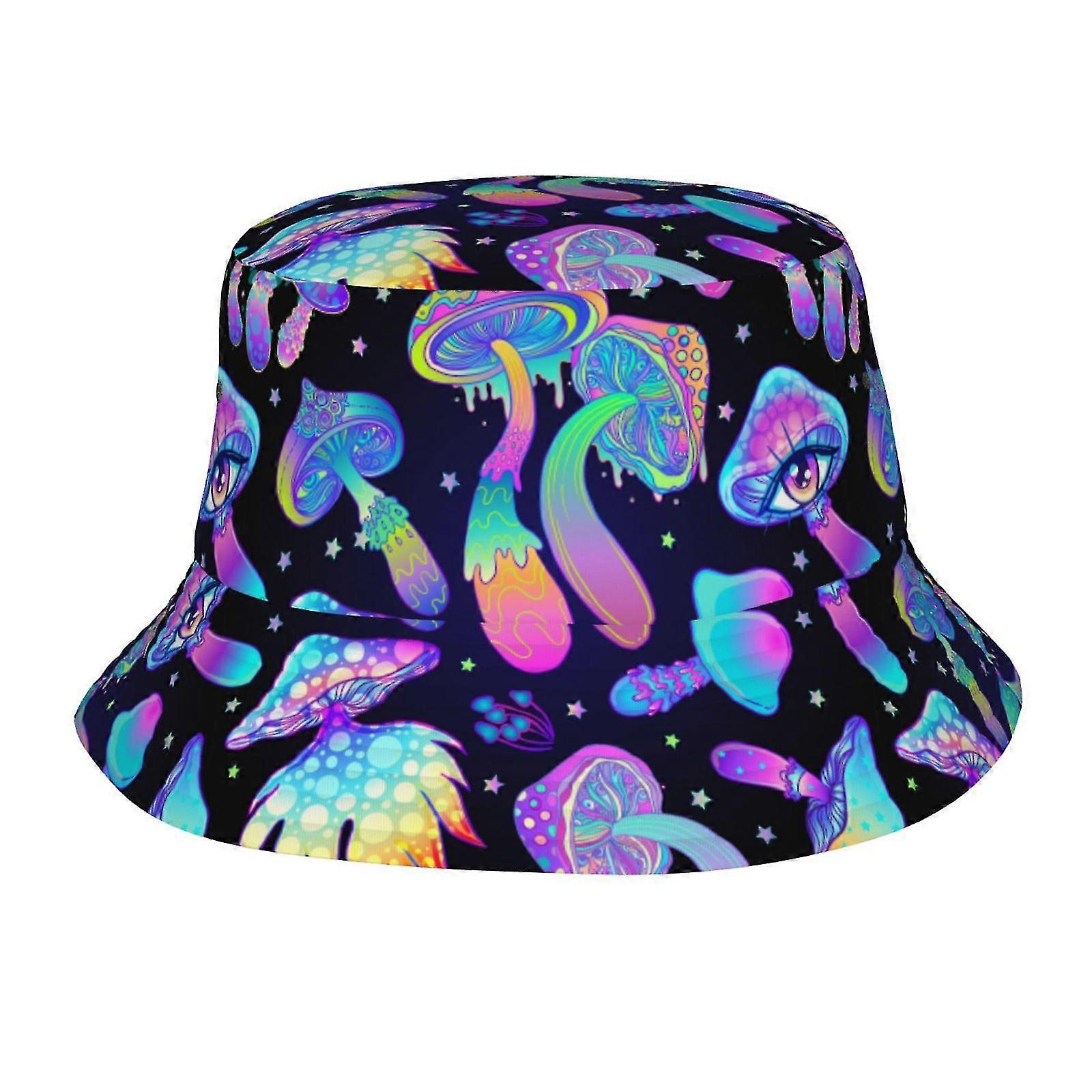 Psychedelic Magic Glowing Mushroom Bucket Hat For Women Men Sun Hats ...