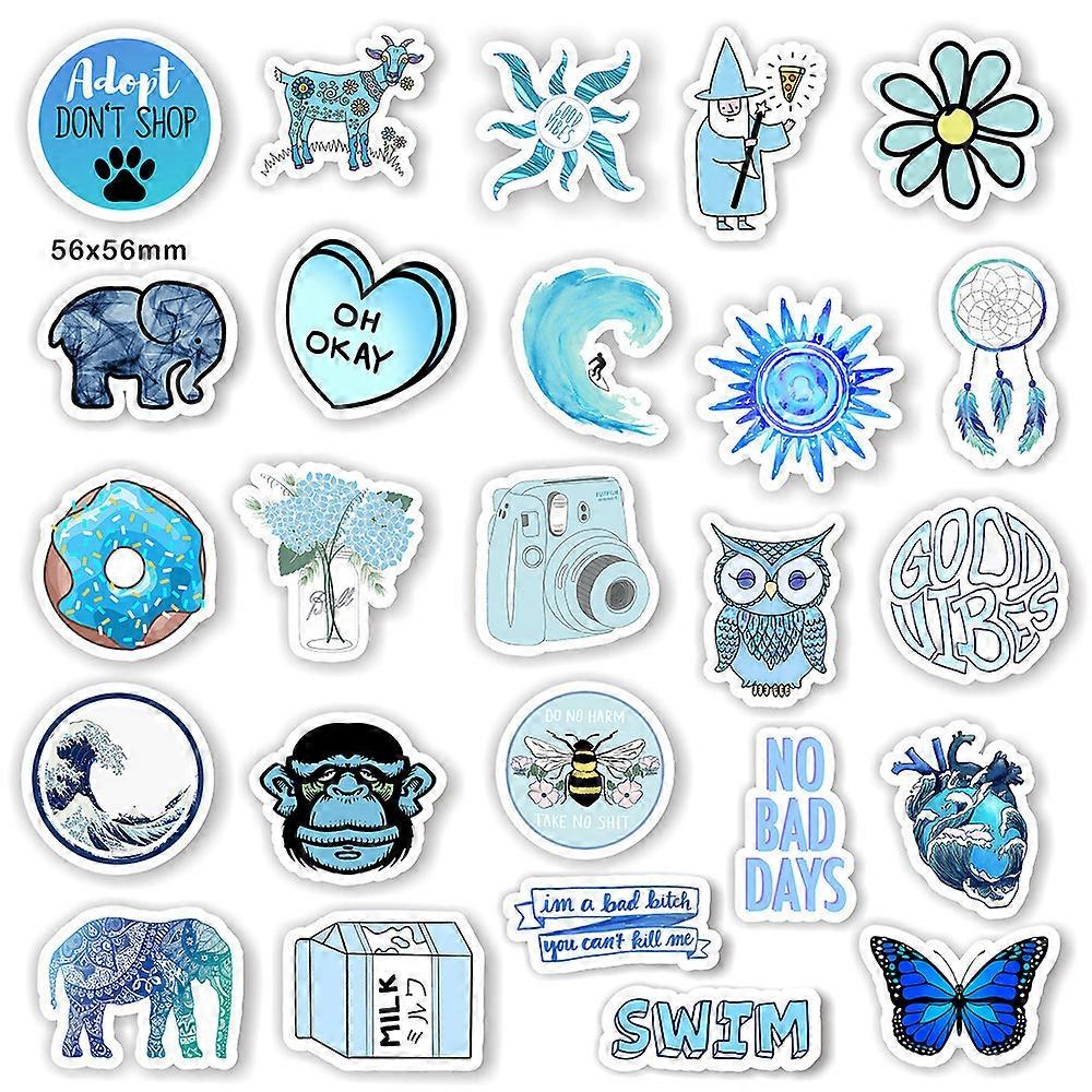 50 Blue Sticker Pack, Cute Blue Stickers Waterproof Vinyl Stickers, Boy ...