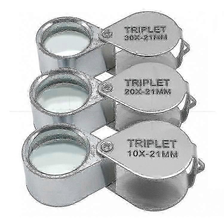 3 Pieces Illuminated Jewelry Loop Magnifier 10x 20x 30x Magnifier Loupe ...