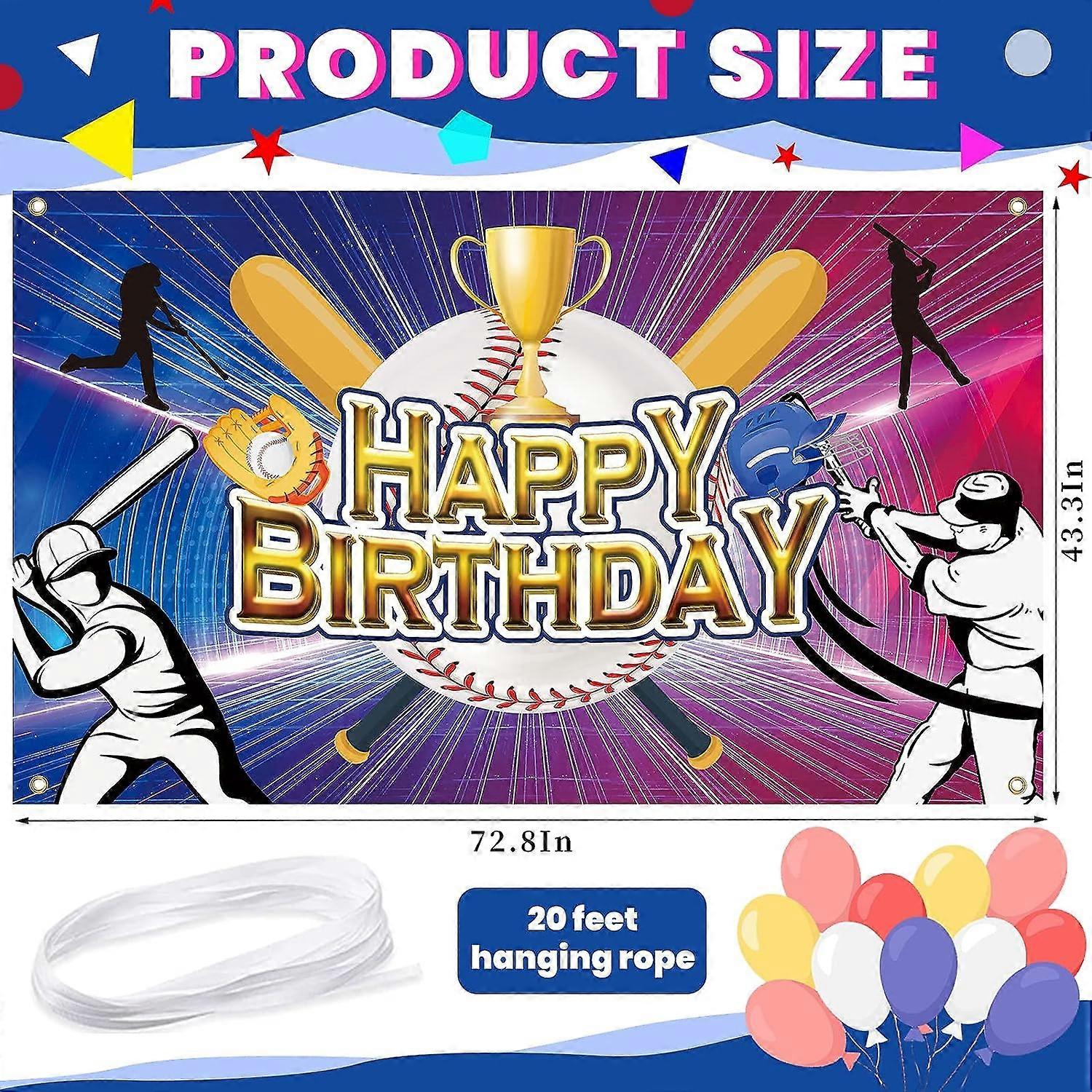 Baseball Party Decorations Banner Backdrop Baseball Happy Birthday ...