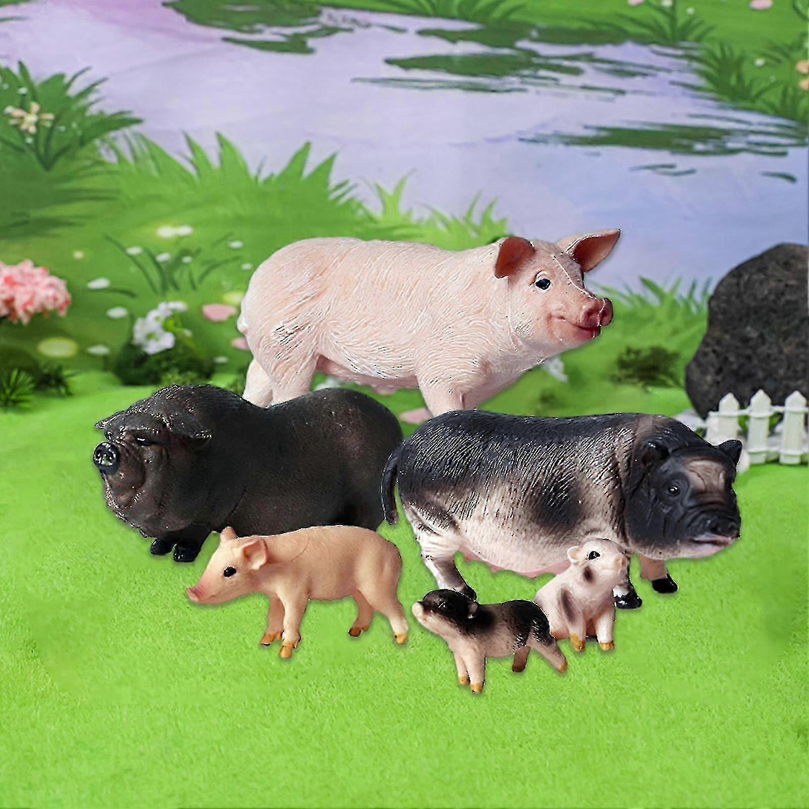 4/6Pcs Pig Figurine Simulation Livestock Wild Boar Model Miniature PVC ...