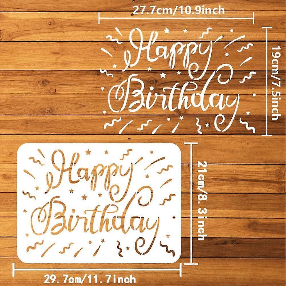 Happy Birthday Script Stencil 8.3x11.7inch Birthday Sign Words Stencils ...