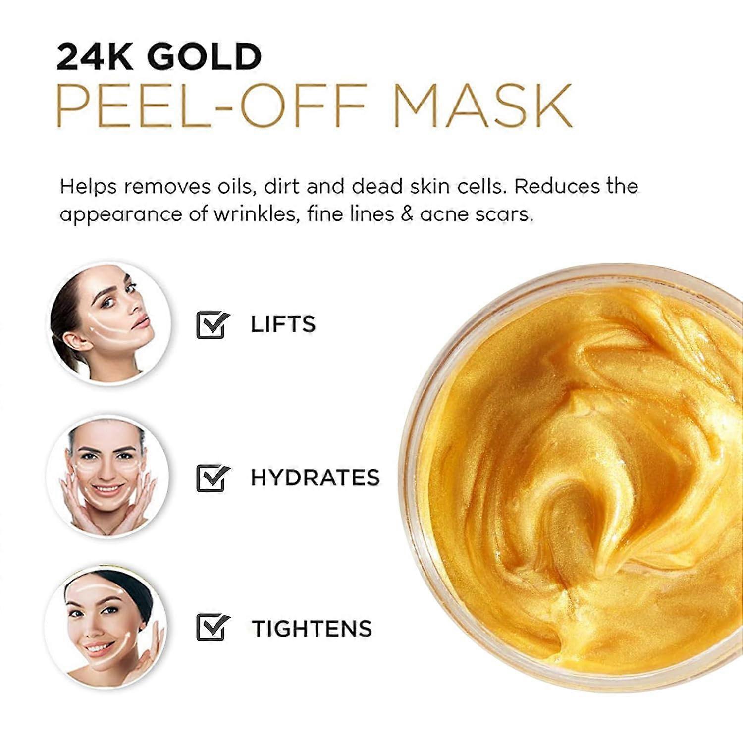 24k Gold Peel Off Mask, 24k Gold Face Mask, Anti-wrinkle Anti Ageing ...