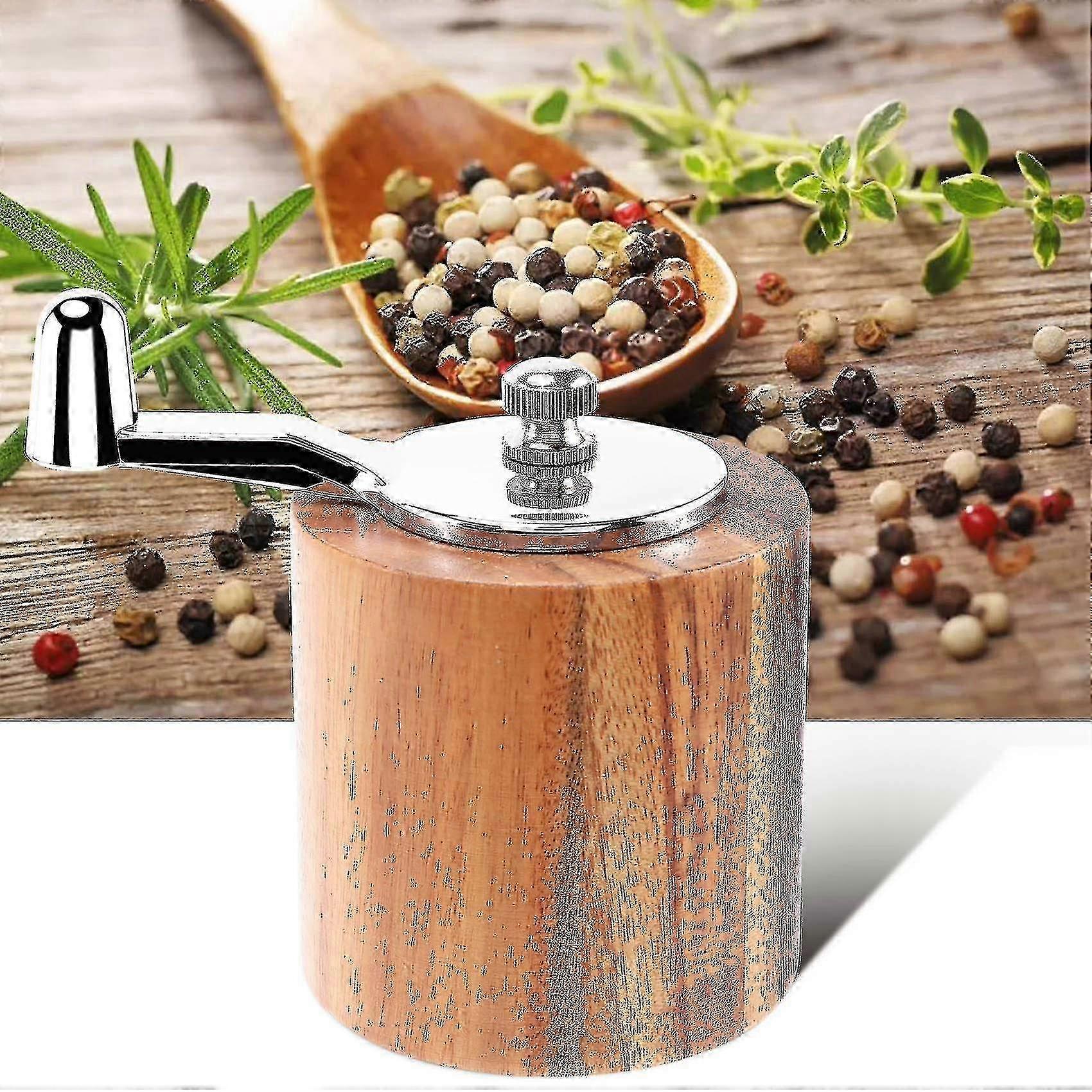 Salt And Pepper Mill, Hand Crank Wood Pepper Grinder Salt Shaker With ...
