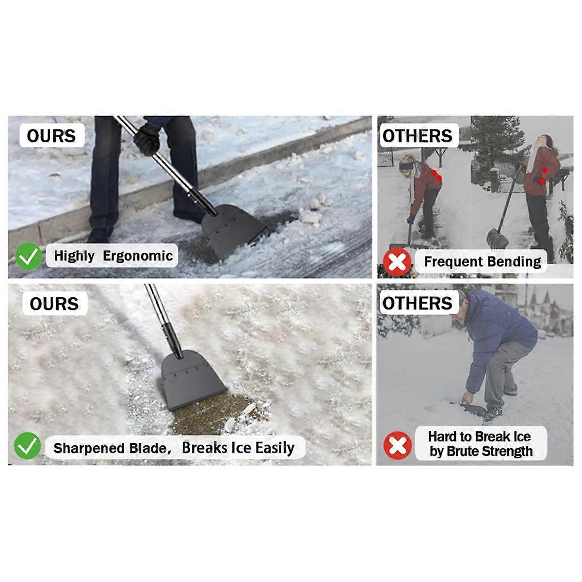 Snow Shovel, Driveway Ice Scraper Tool, Floor Scraper for Cleaning ...