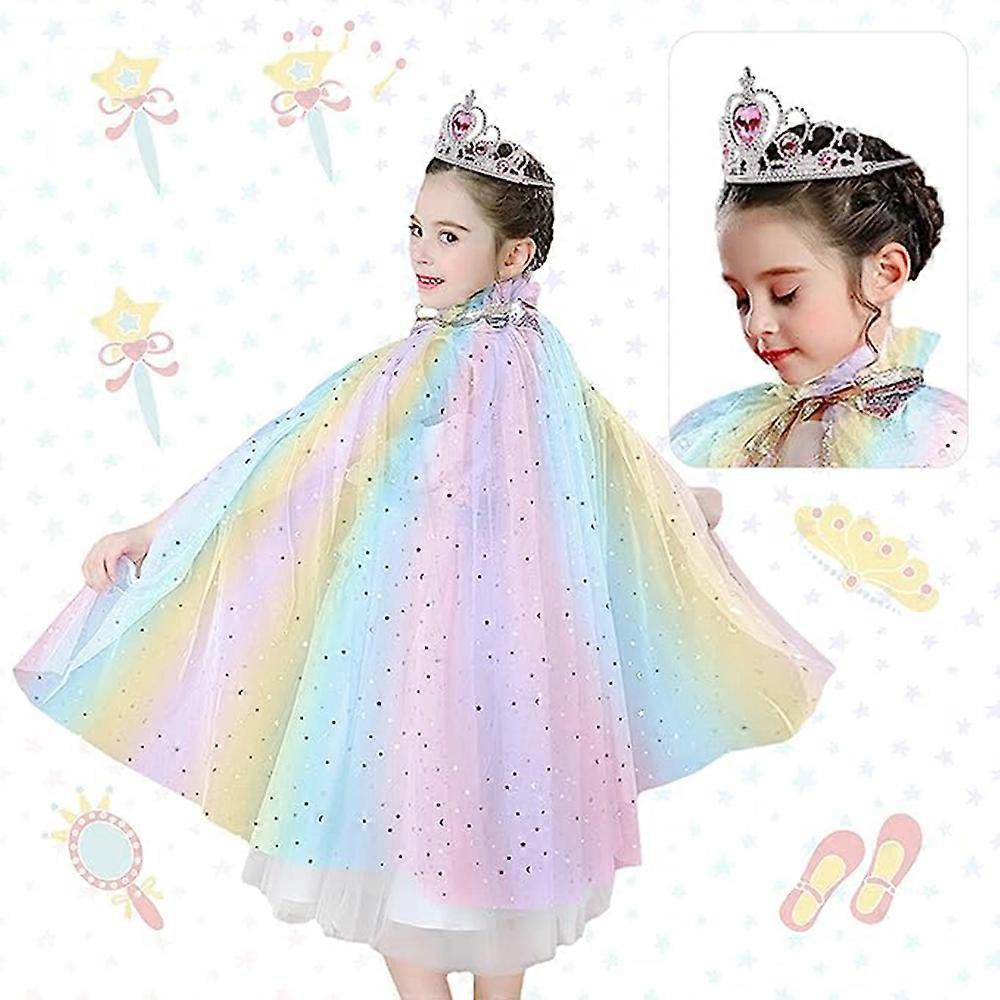 Princess Cape Children Girls Princess Costume with Crown, Halloween ...