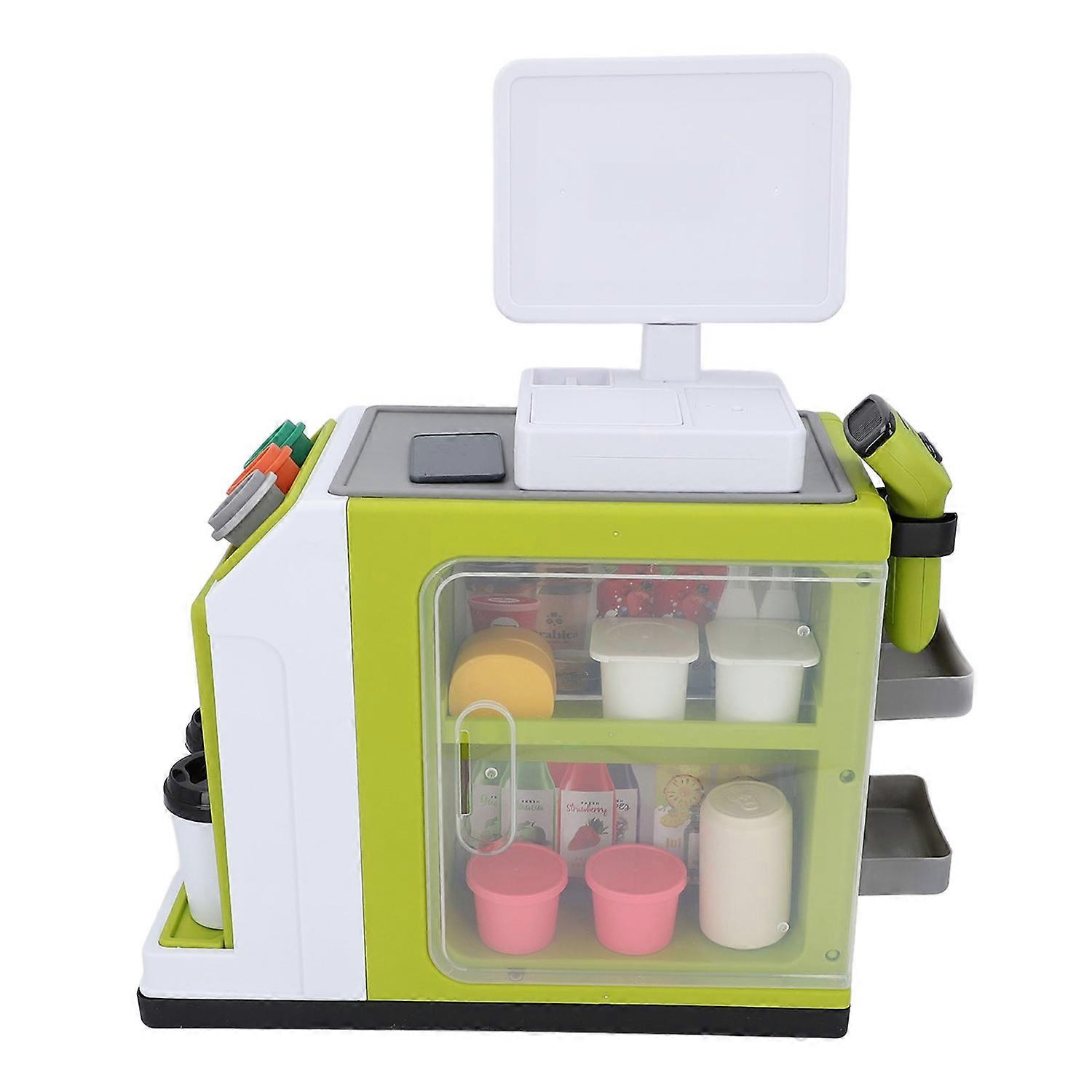 Pretend Supermarket Cashier Register Toy with Realistic Coffee Machine ...