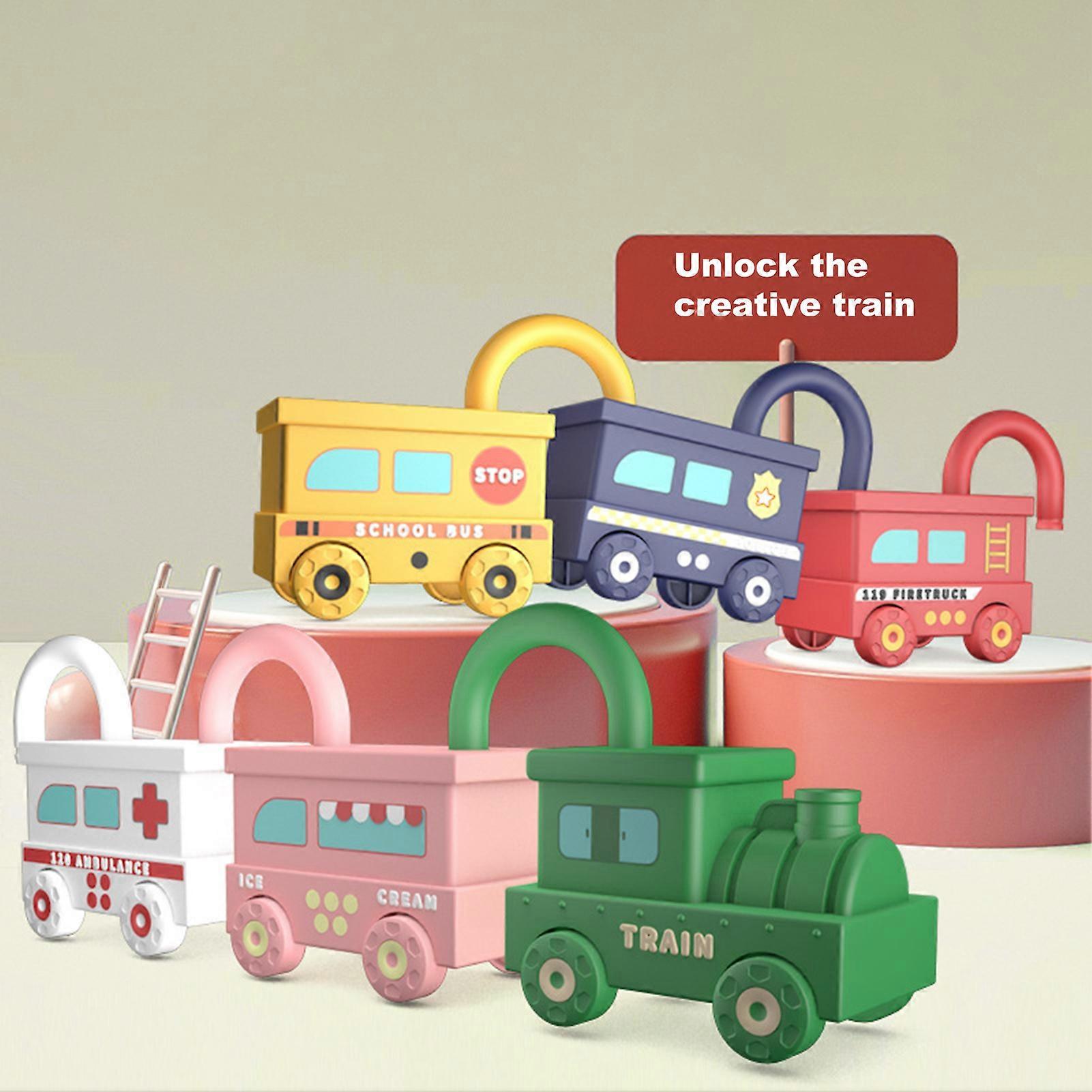 1 Set Unlock Car Toy Educational Easy to Connect Plastic Curiosity Stimulate Mini Car Model Kids ...