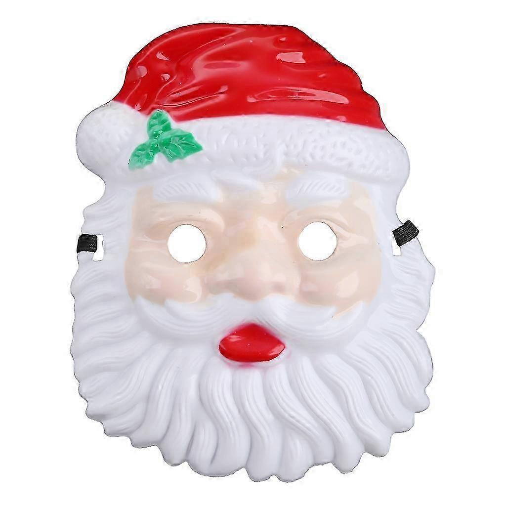 Santa Claus Full Face Mask White Hair Beard Red Cap Plastic Unisex ...