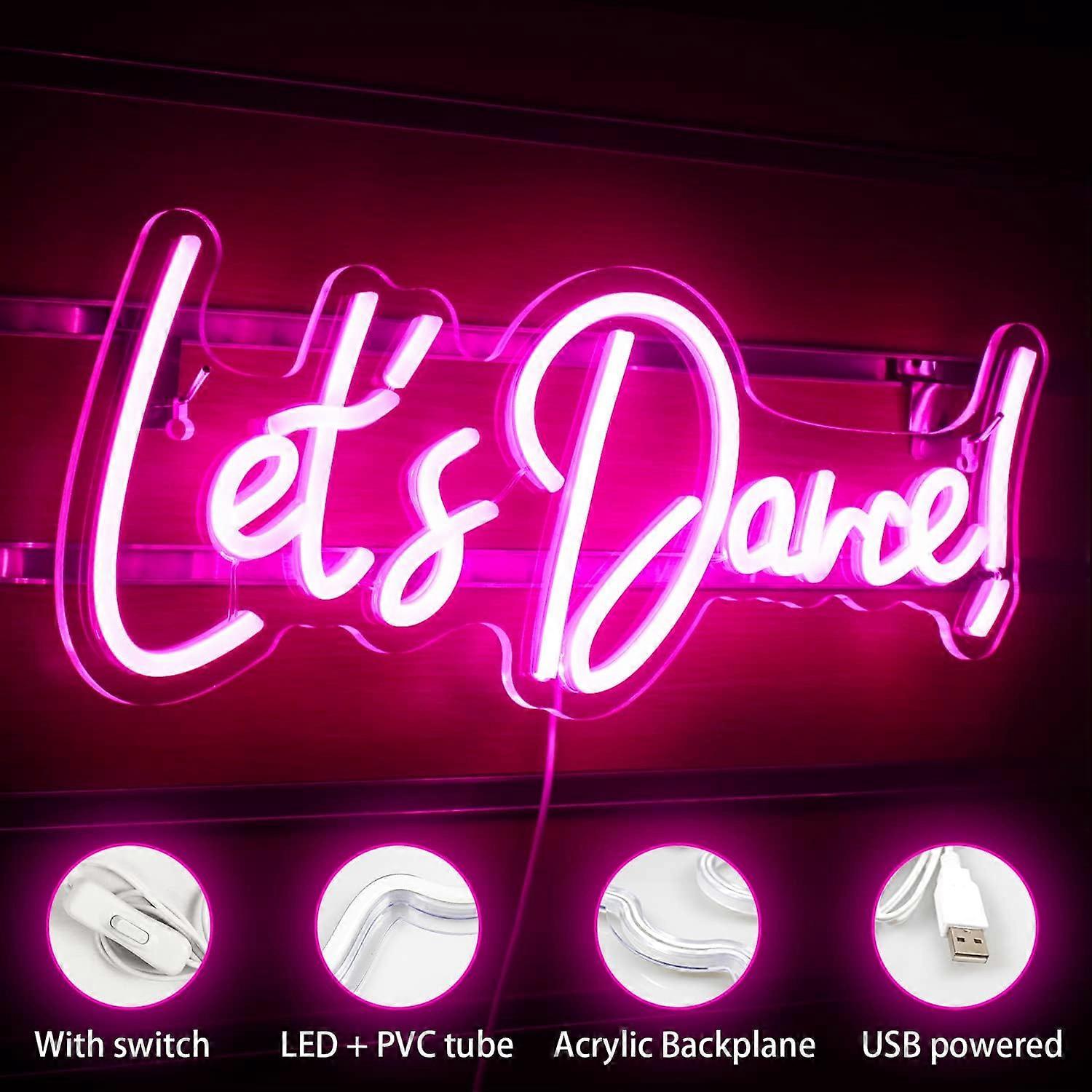 Let's dance neon signs dance dance neon light up sign pink led word ...