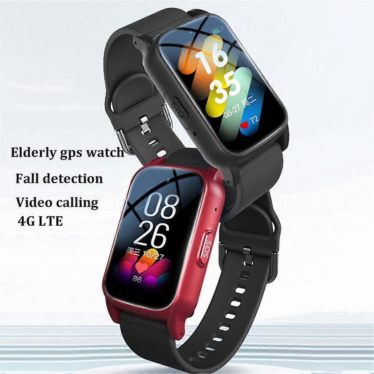 4G Elderly Smart Watch with GPS,SOS,Fall Detection Emergency Support,AI ...