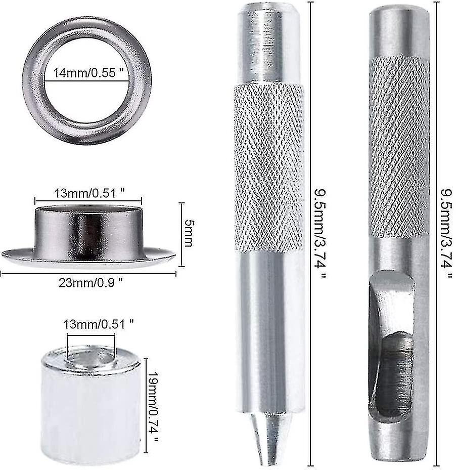 100pcs Sets Eyelets 14mm Grommet Kit Eyelets Tools Metal Grommet Eyelet ...