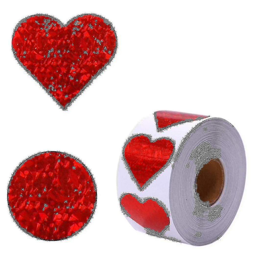Valentine's Day Glitter Heart Stickers,red Heart Stickers Roll,heart ...
