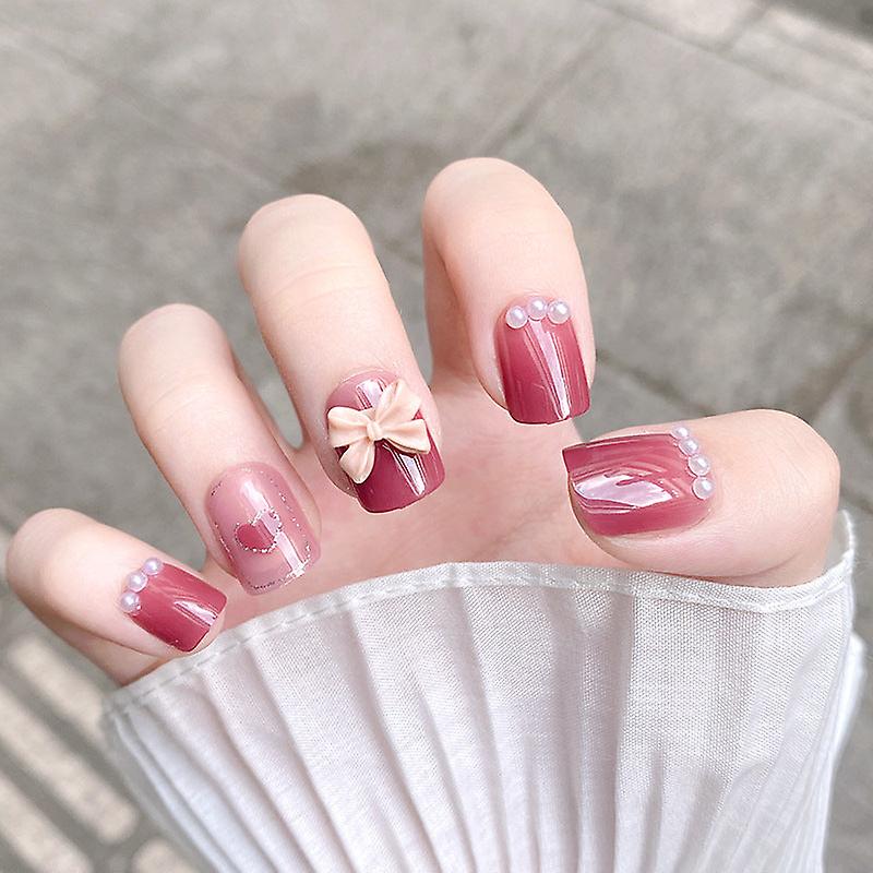 False nail tips fake artificial art diy finger cover plum gradient ...