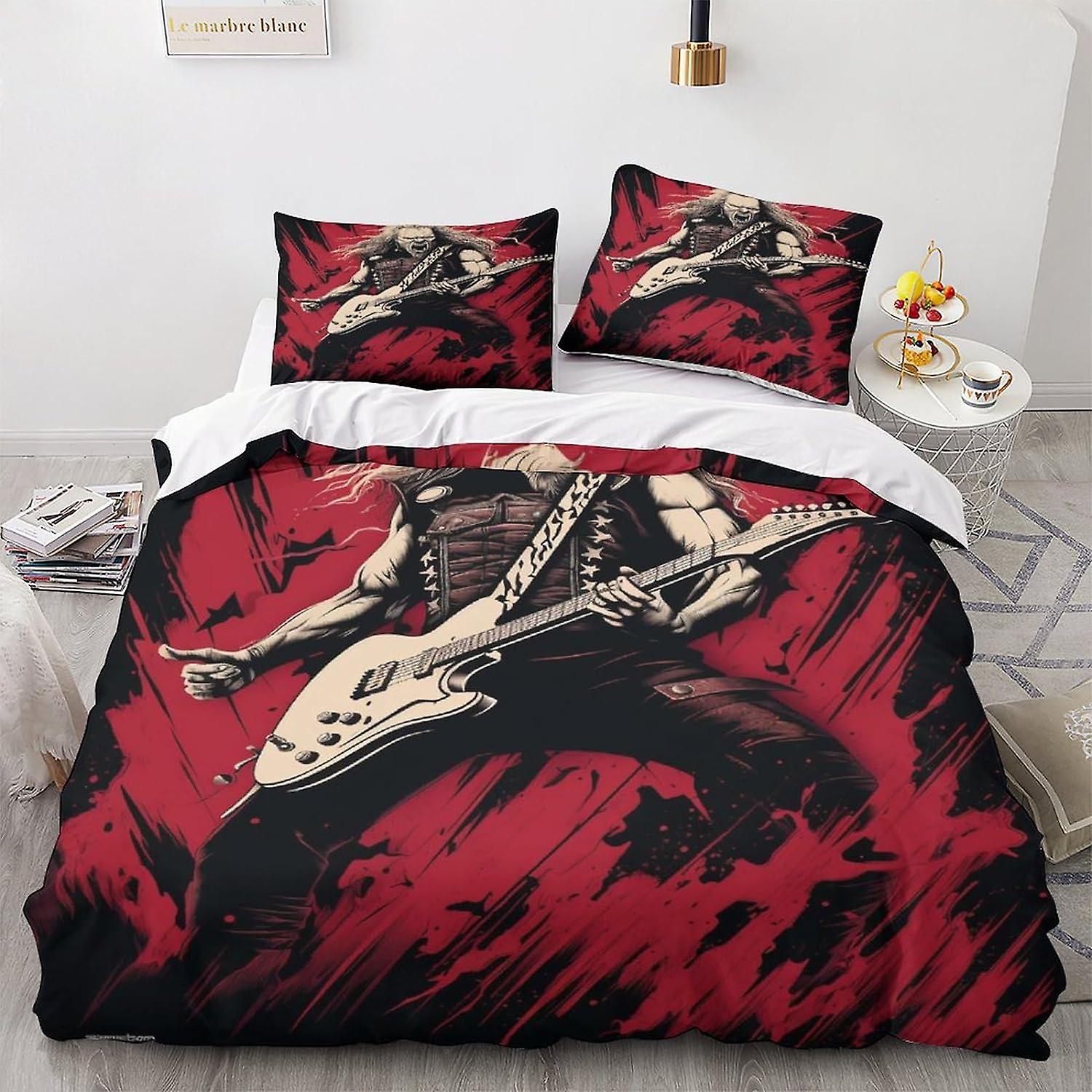 Rock 'n' Roll Duvet Cover Double Skull Pattern Bedding Set Soft ...