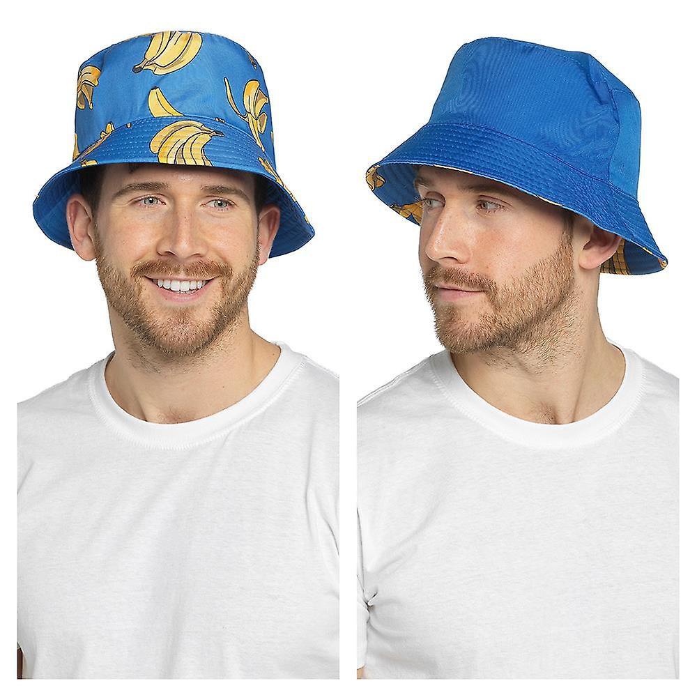 Mens Reversible Bucket Hat Summer Foldable Polyester Sun Protection ...