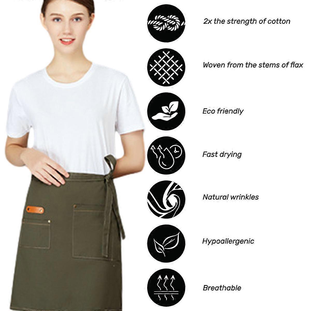 Kitchen Restaurant Waist Aprons with Pockets for Women Men,Half Short ...