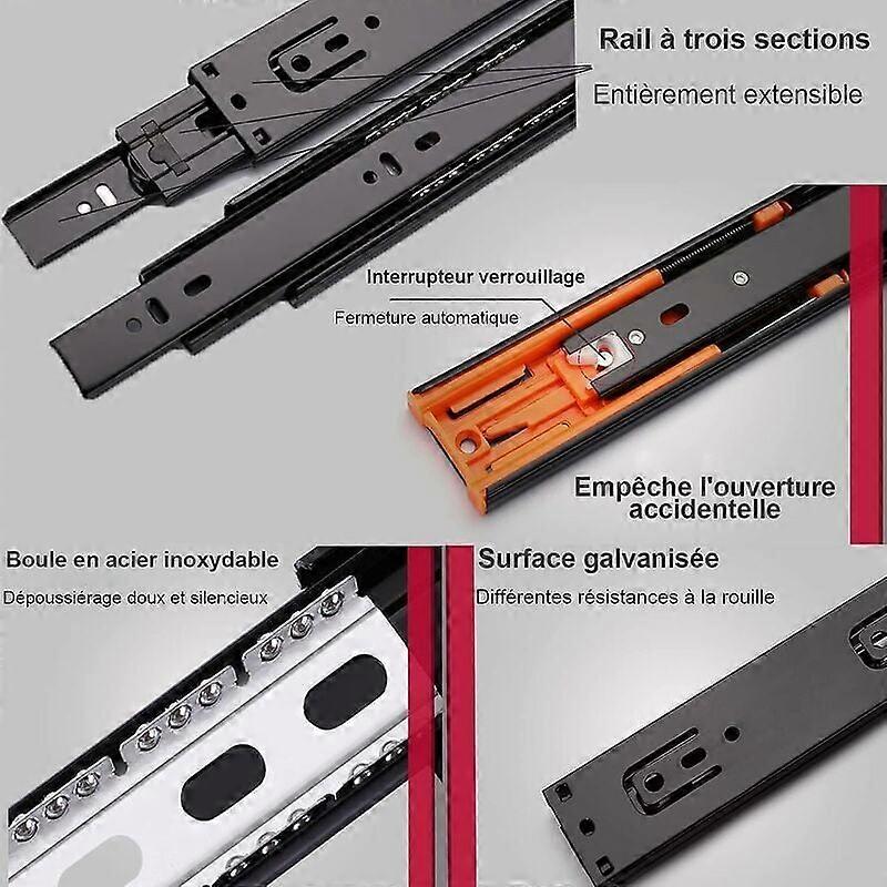 Pack of 8 Drawer Slides 250mm, Ball Bearing Drawer Slides, Smooth and ...