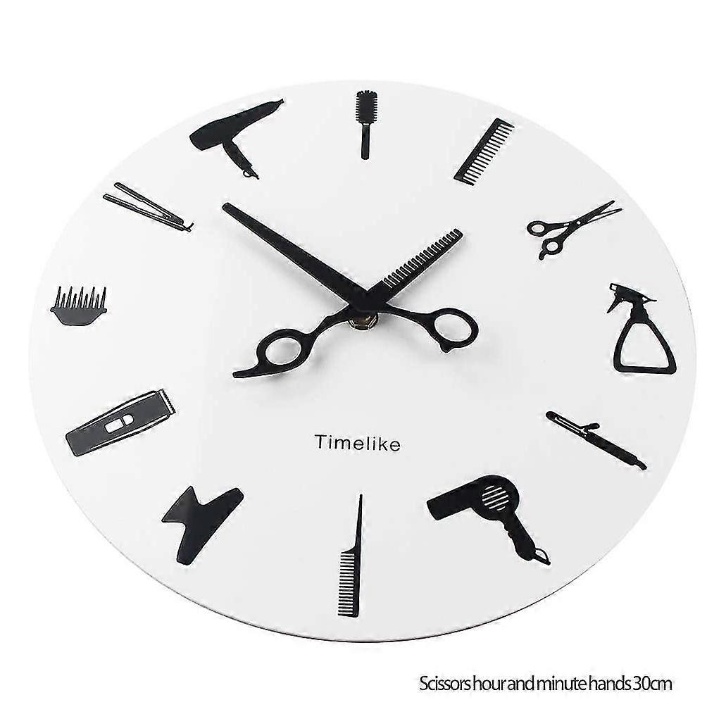 Barber Stylist Tools Wall Clock Modern 3D Quartz Non Ticking Beauty ...