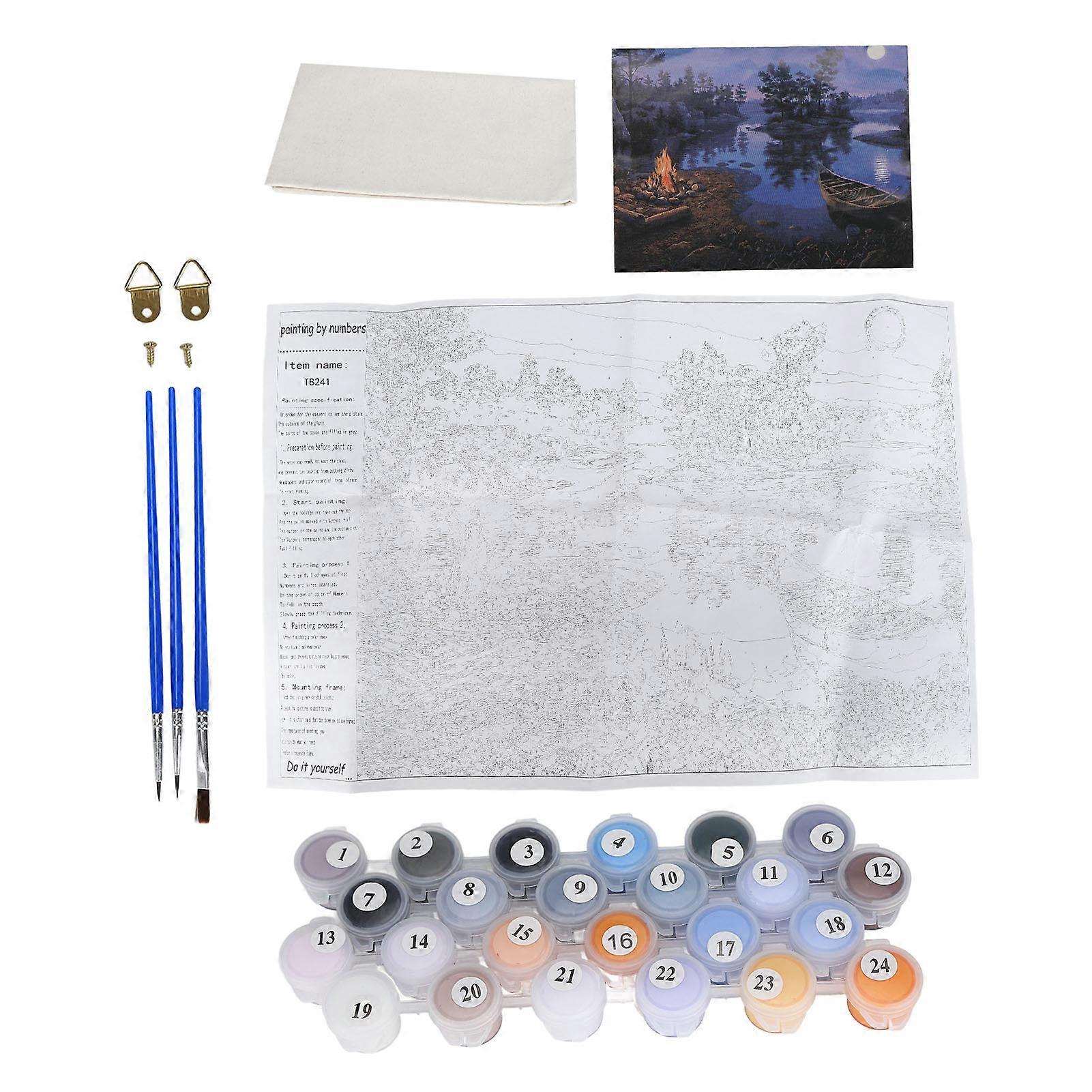 Paint By Numbers Moonlight Night Peaceful Lake Convenient Exquisite ...