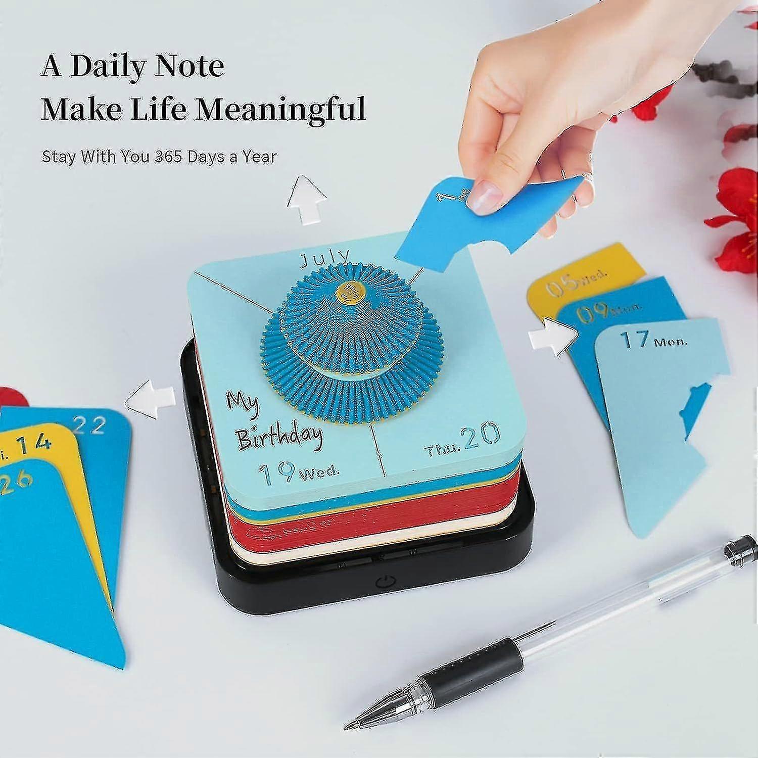 2024 Calendar Notepad With Light, Desk Calendar With Led Light ...