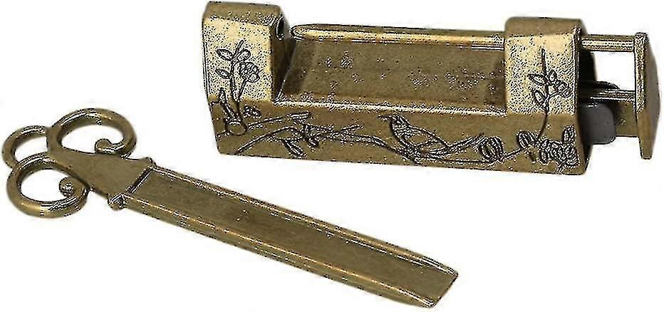 2024 Mini Antique Padlock, Two Birds Carved Lock With Key Latch Buckle ...