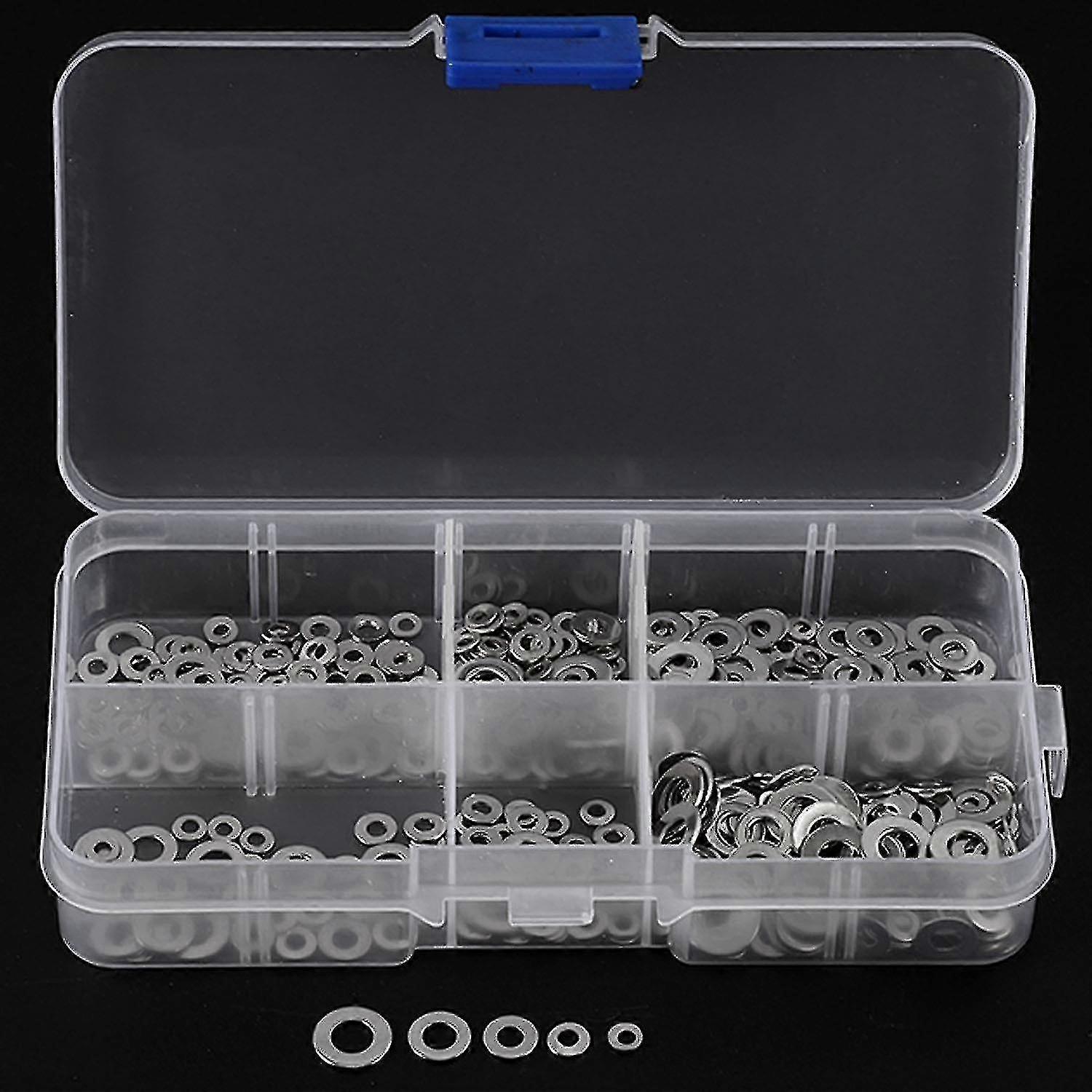 500pcs/set M1.6 M2 M2.5 M3 M4 M5 Stainless Steel Flat Washer Plain Washer Gaskets Assortment Kit ...