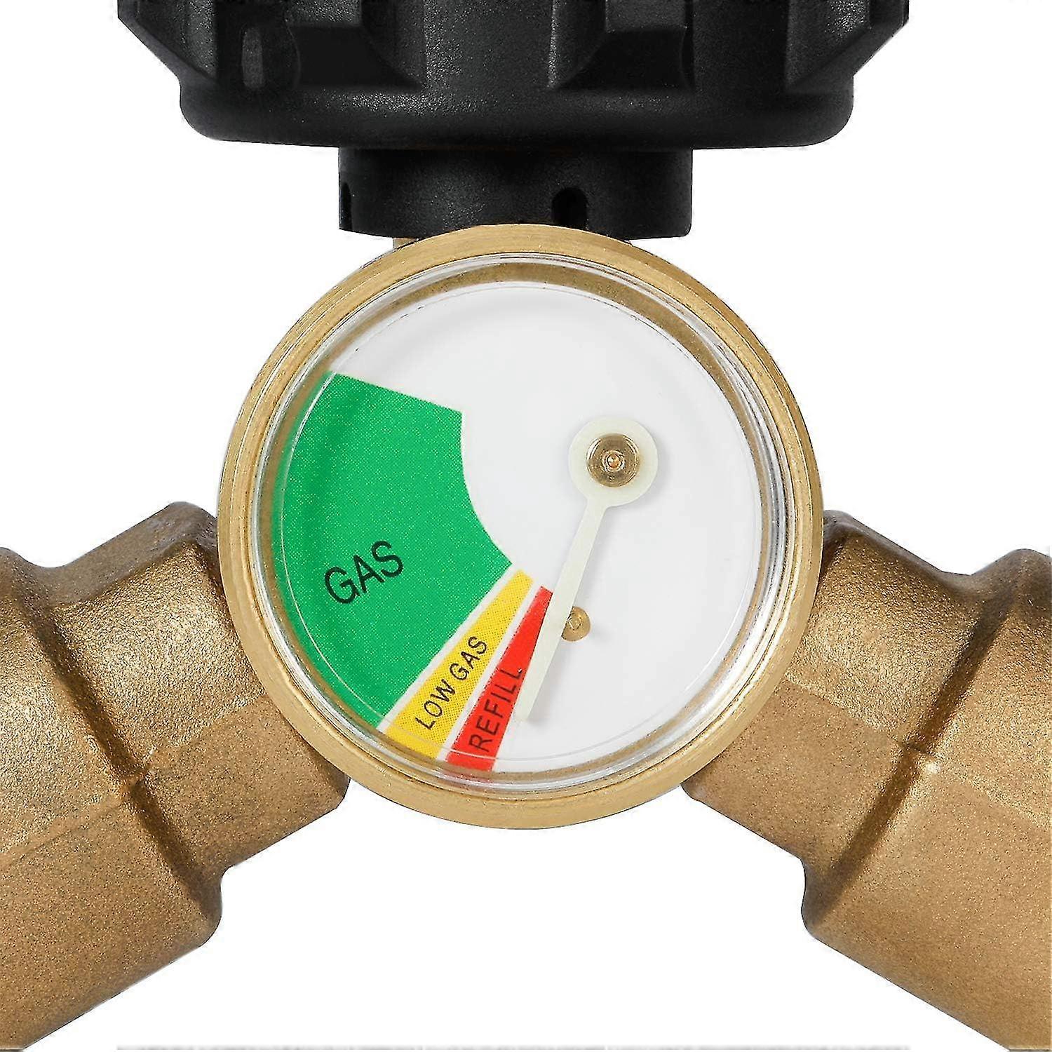 Propane Splitter, 2 Way Propane Tank Y Splitter Adapter with Gauge, LP ...