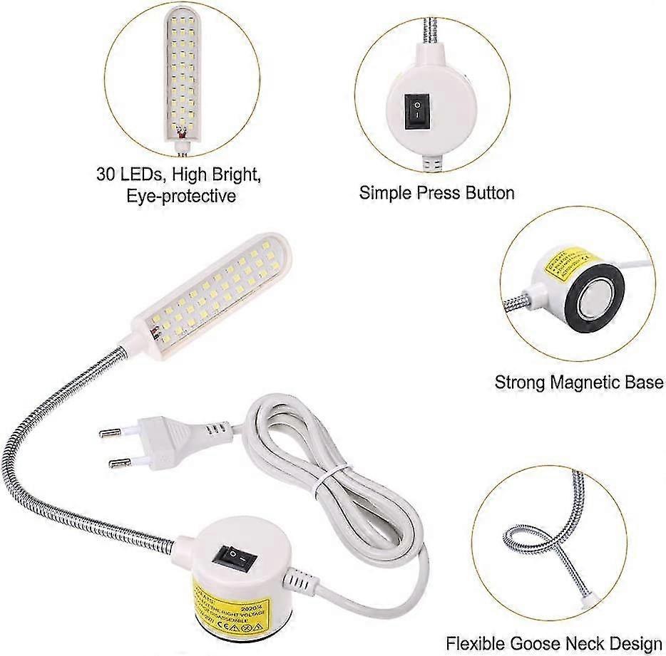 Led Sewing Machine Lamp 6w Fixed Base Lamp, Flexible Tube Goose Neck ...