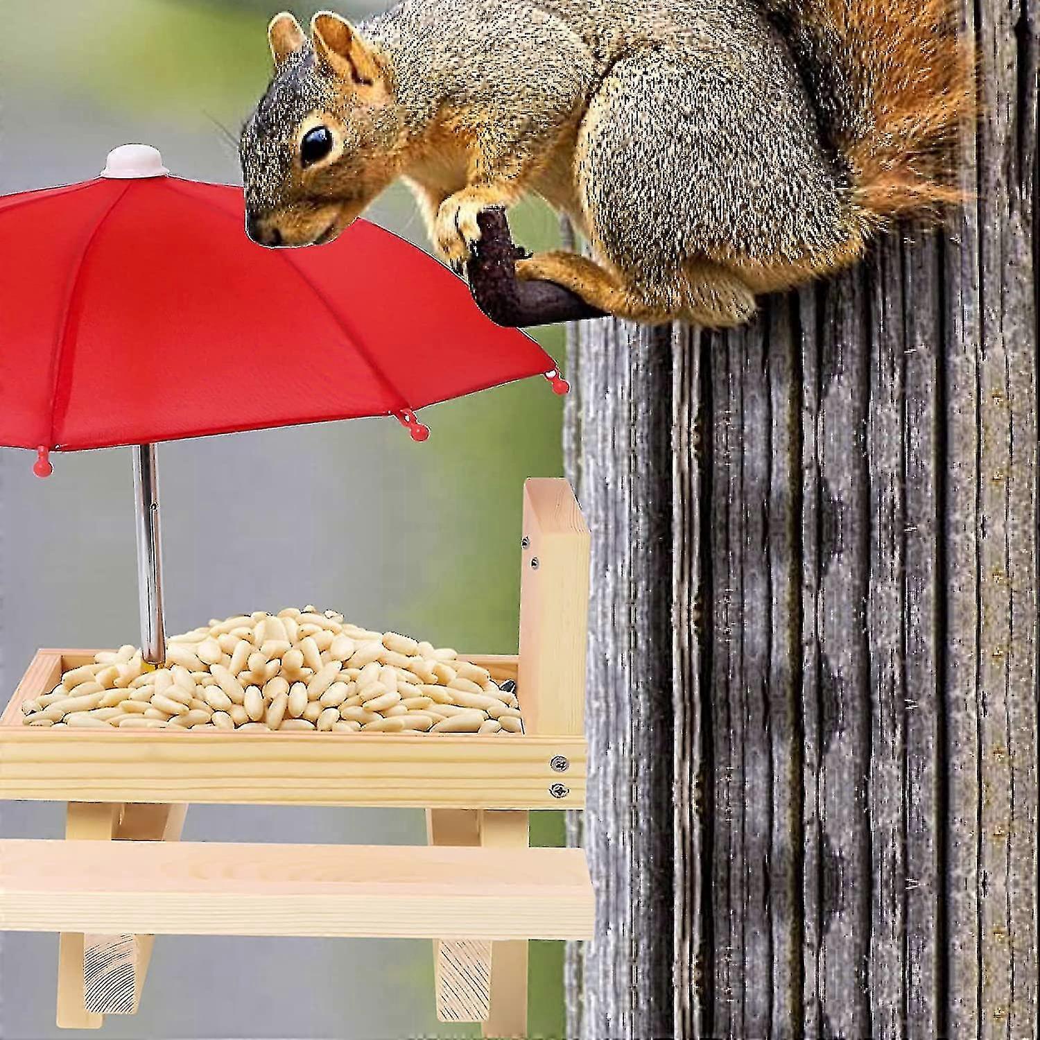 Squirrel Feeder Table With Red Umbrella For Outside Funny, Corn Cobs ...
