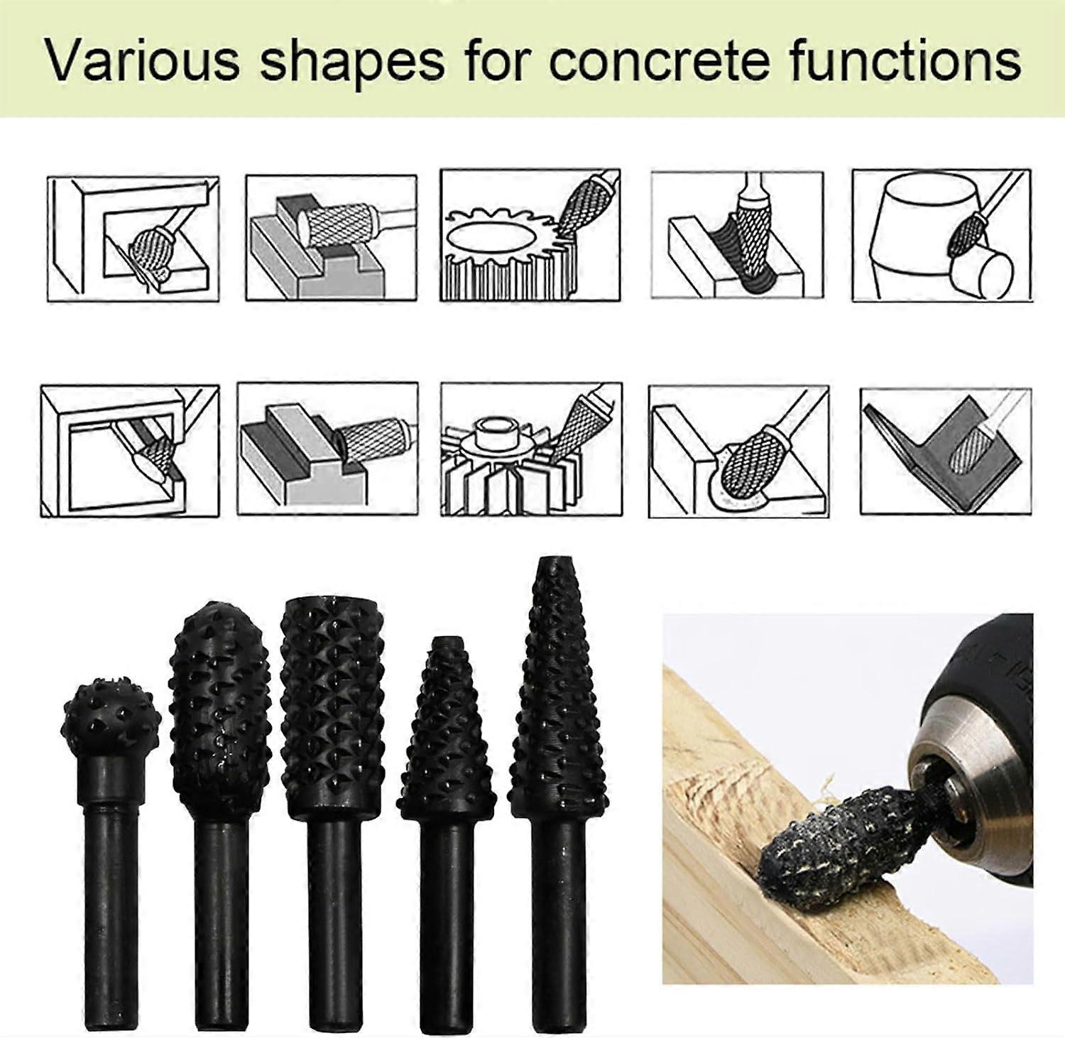 5 Pieces Rotary Burr Rotary Burr Set Chisel-Shaped Rotary Rasp Burrs ...